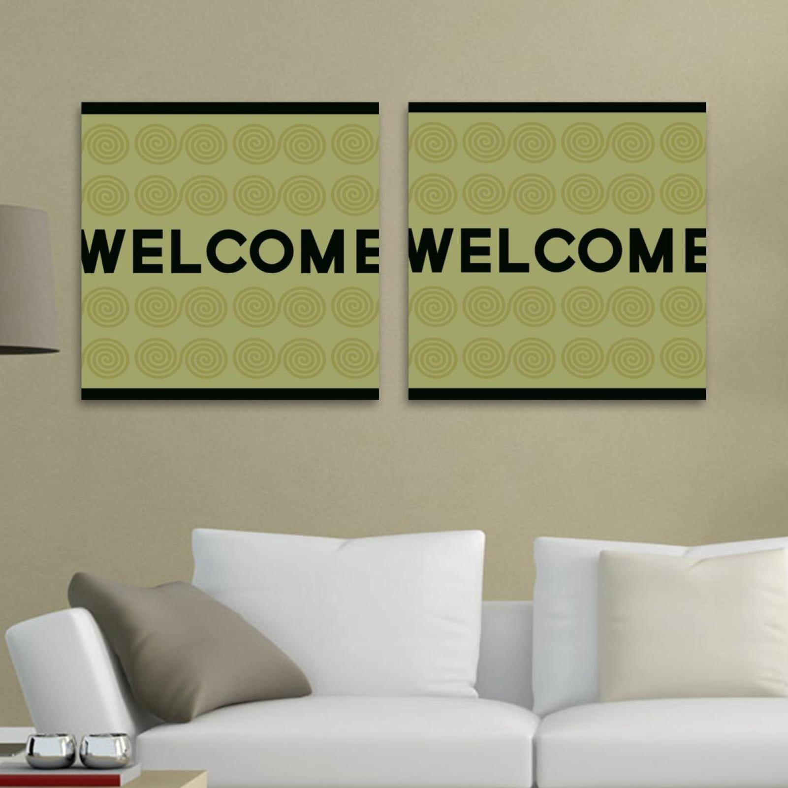 OWNSERIES Welcome Pattern 2PC Canvas Wall Art Paintings for Living Room ...