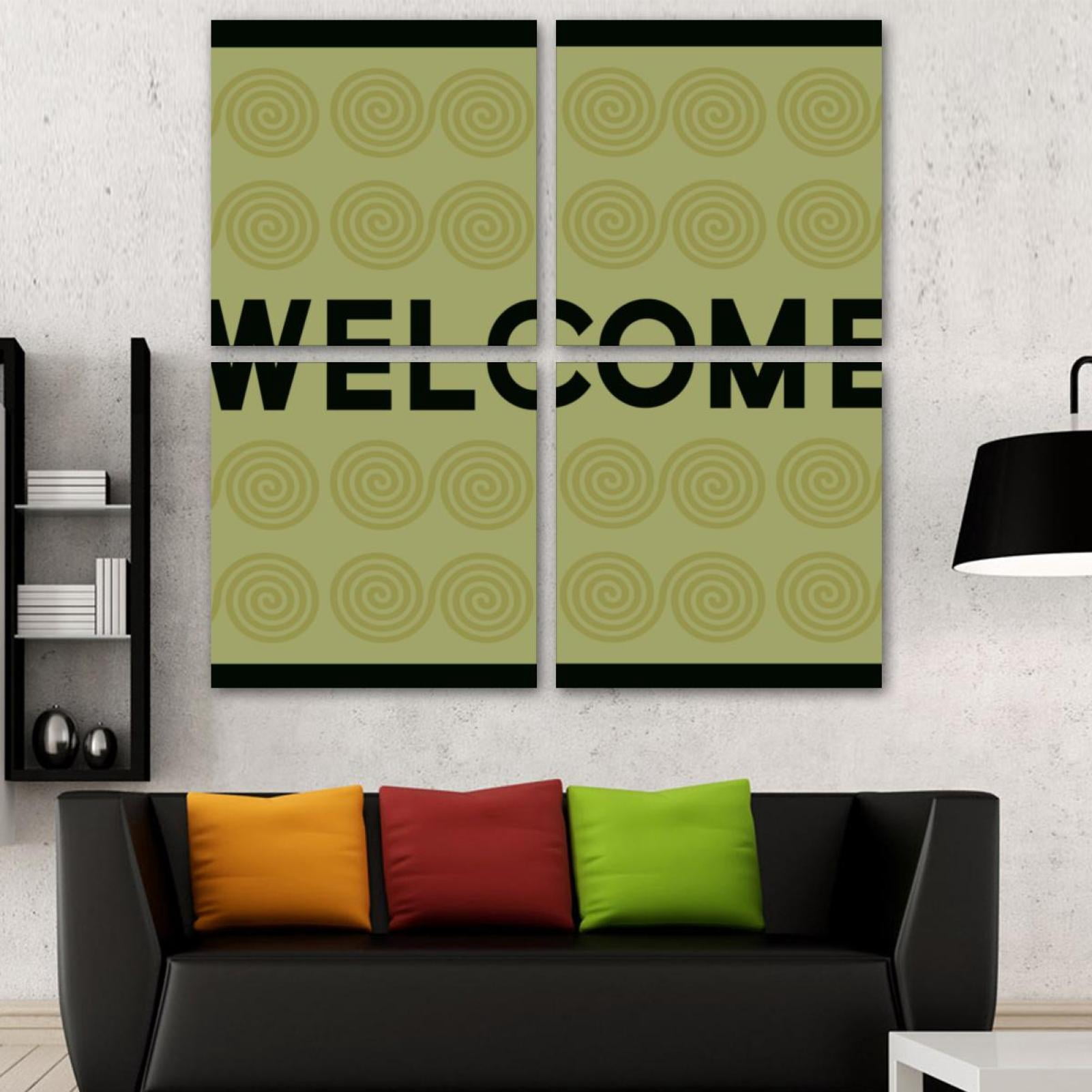 OWNSERIES Welcome Pattern 4PC Frameless Canvas Wall Art Paintings for ...