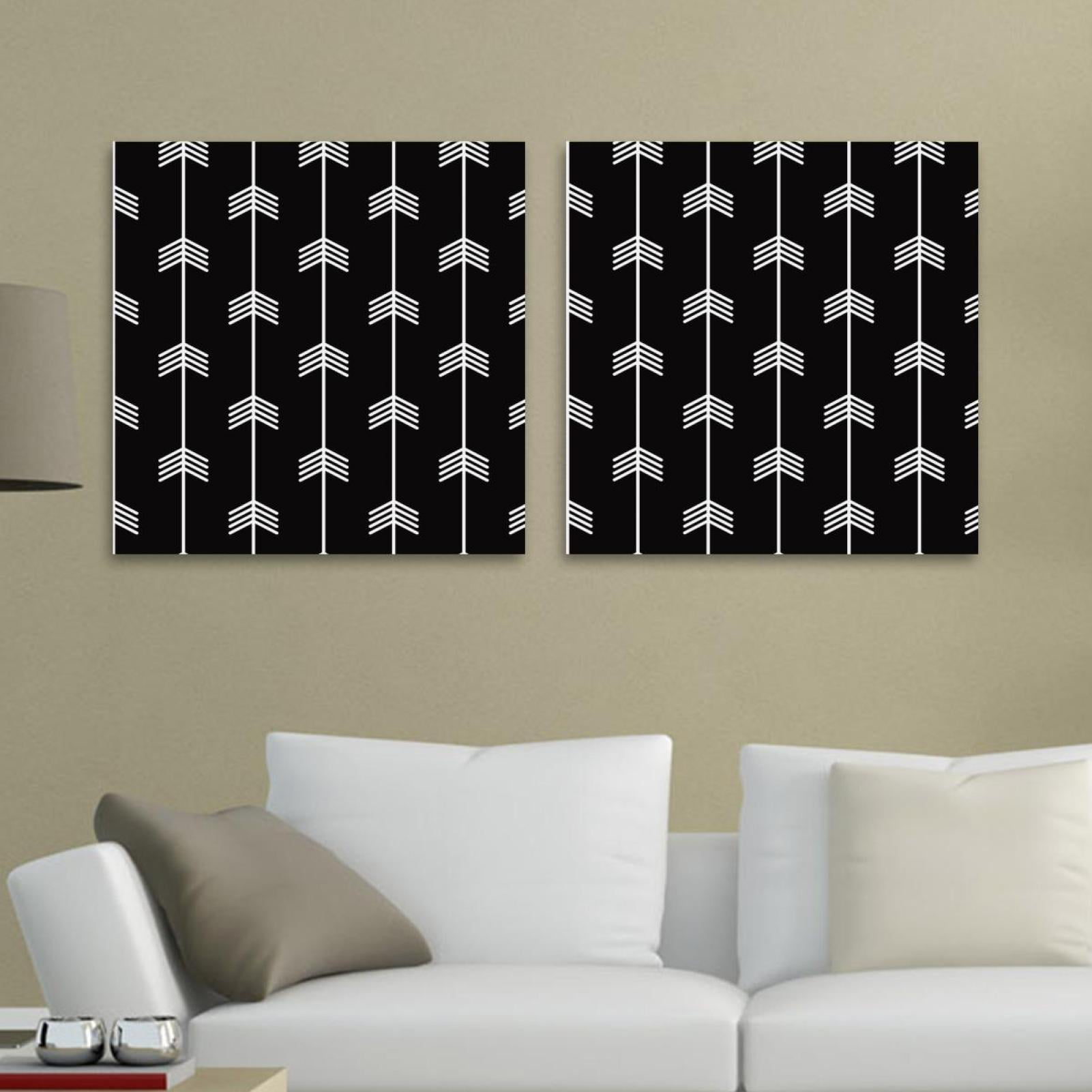 OWNSERIES White Arrow on Black Background Pattern 2PC Canvas Wall Art ...