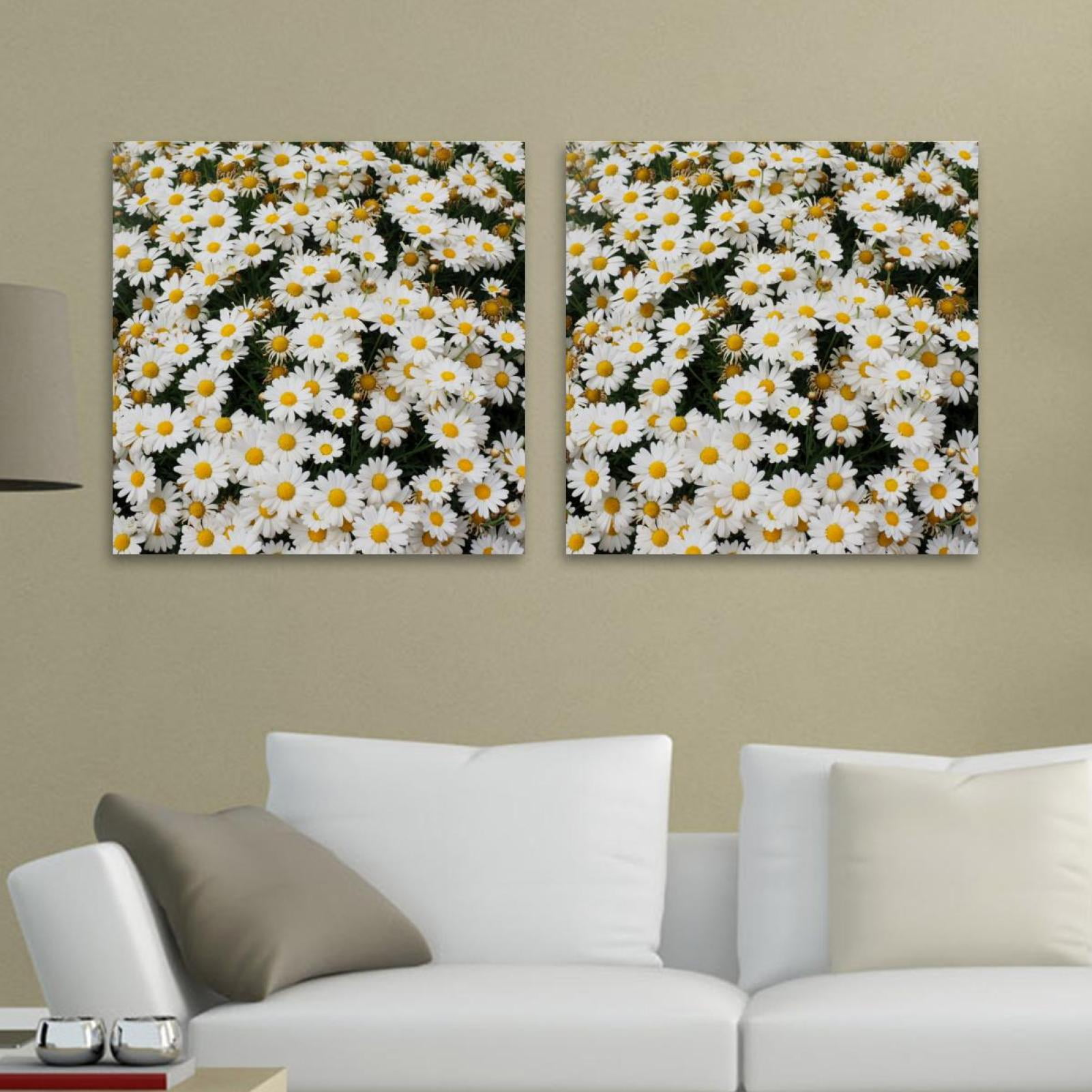 OWNSERIES White Daisies Flowers Marguerite Pattern 2PC Canvas Wall Art ...
