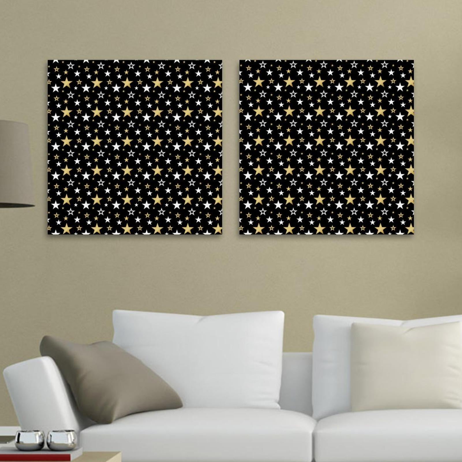 OWNSERIES White & Gold Stars-01 Pattern 2PC Canvas Wall Art Paintings ...