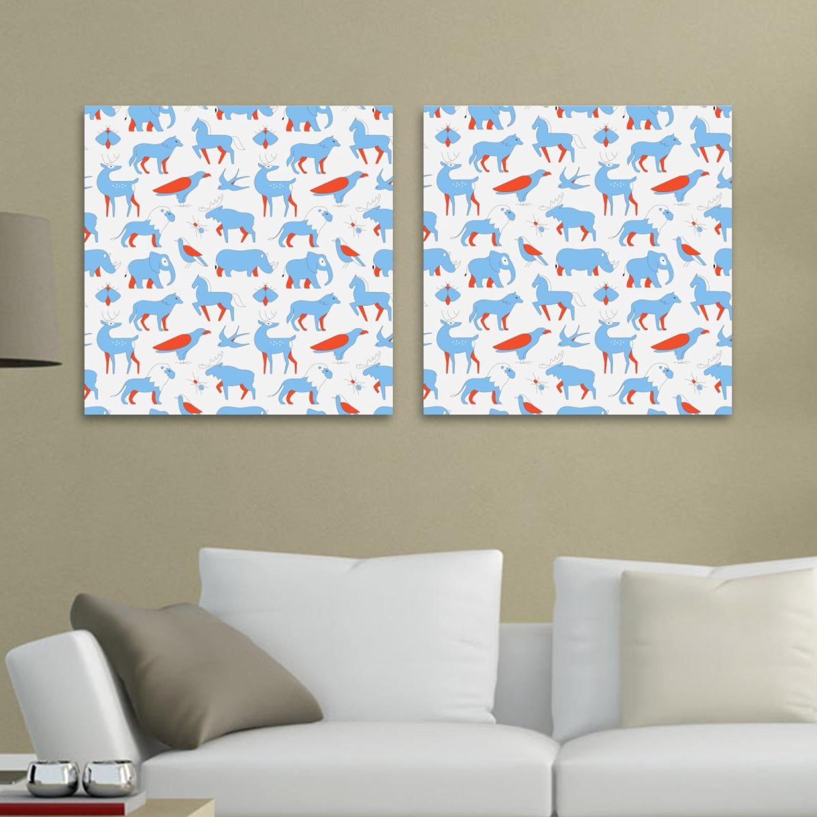 OWNSERIES Wild Life Animals Pattern 2PC Canvas Wall Art Paintings for ...