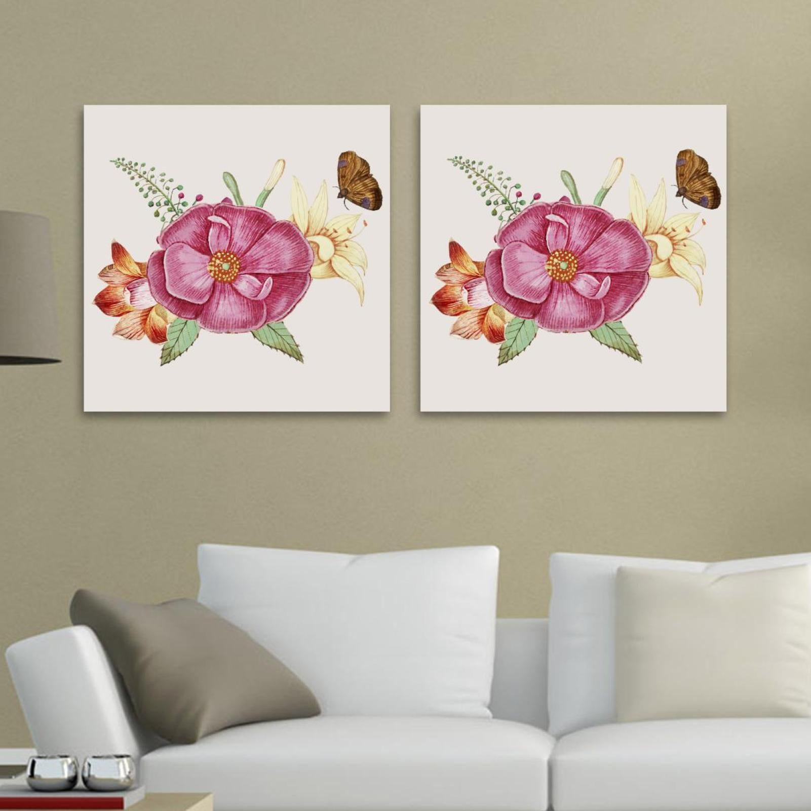 OWNSERIES Wild Rose Vintage Style Pattern 2PC Canvas Wall Art Paintings ...