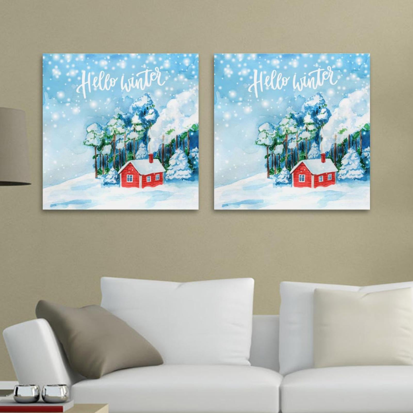 OWNSERIES Winter Snow Landscape Pattern 2PC Canvas Wall Art Paintings ...