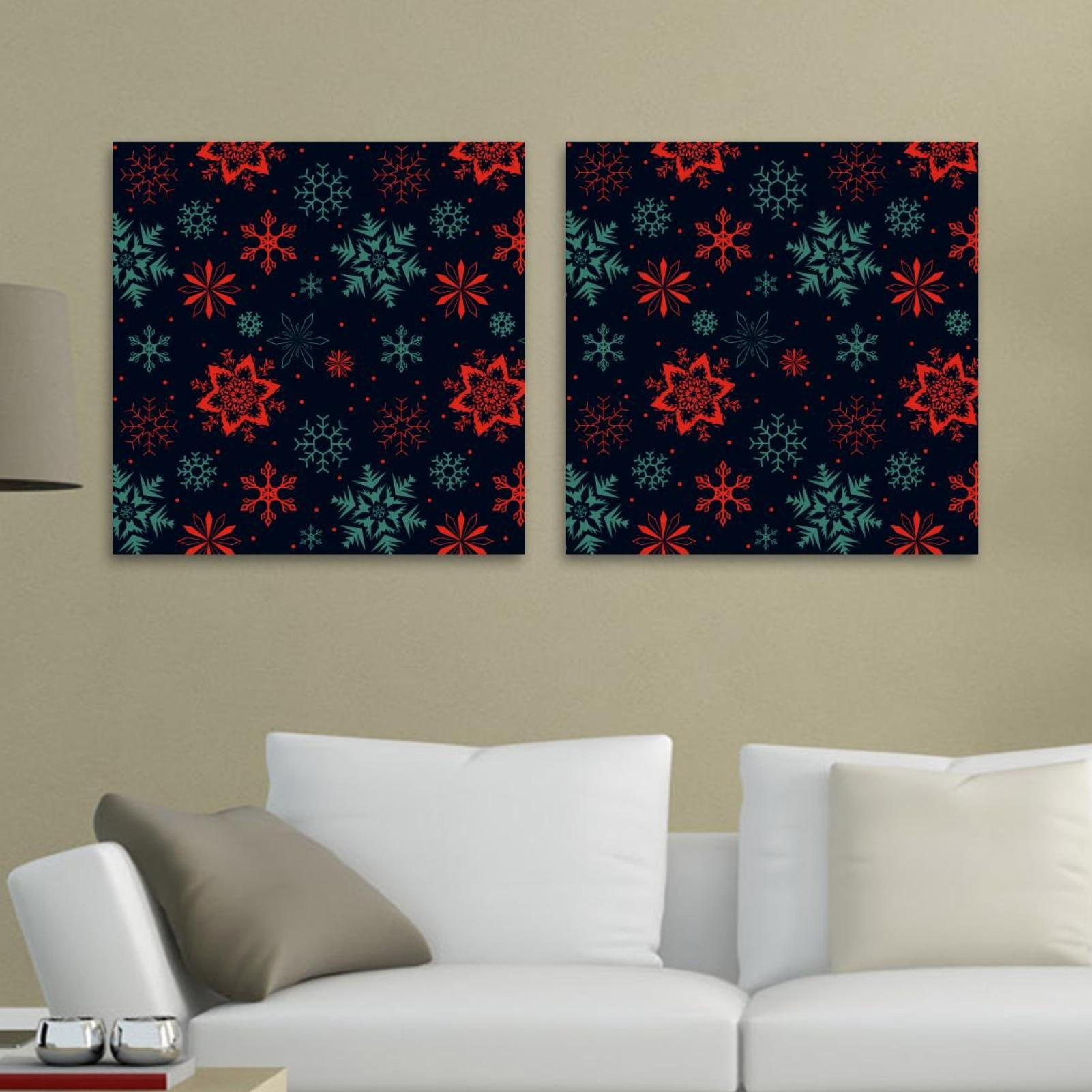 OWNSERIES Winter Snowflake Pattern 2PC Canvas Wall Art Paintings for ...