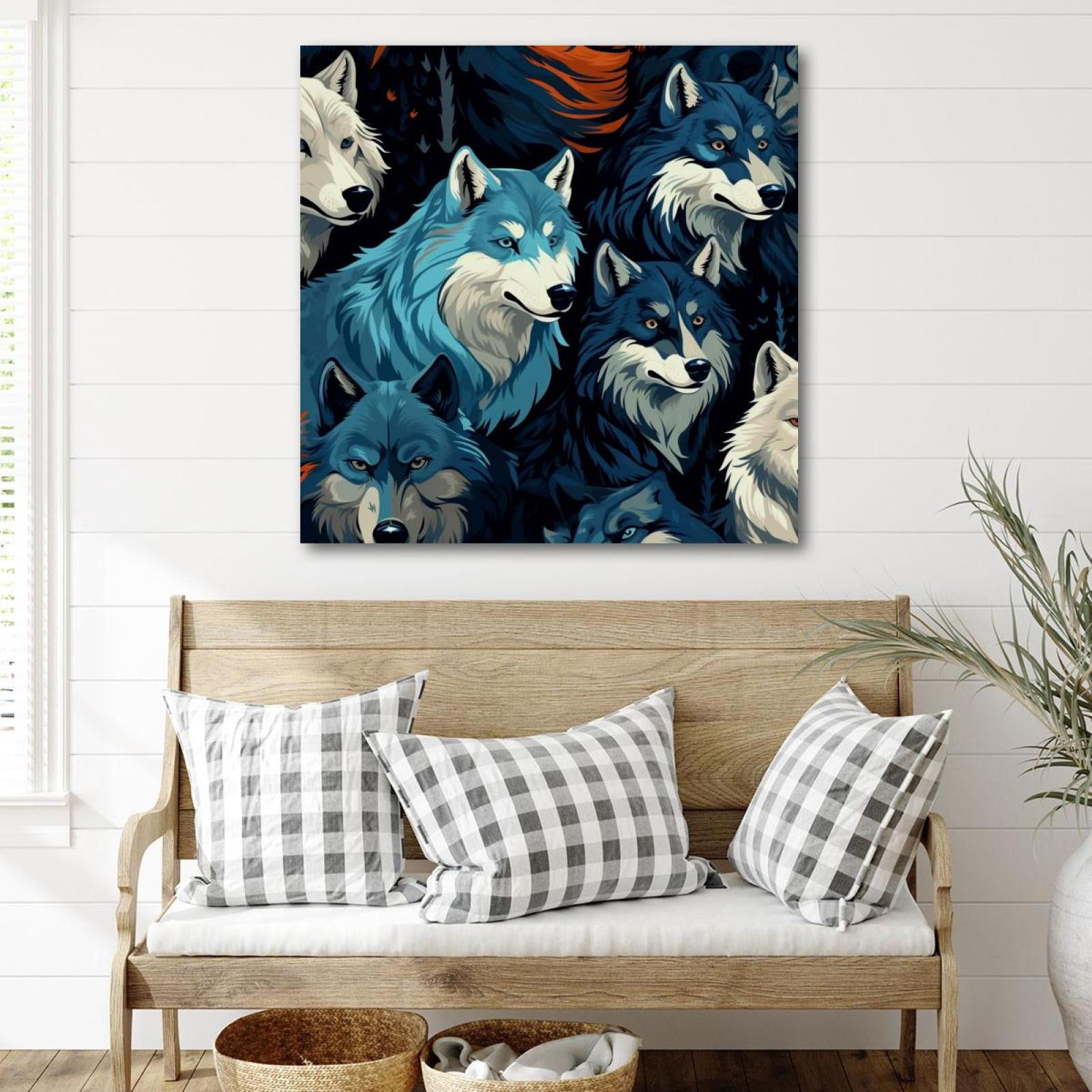 OWNSERIES Wolf Pattern Canvas Wall Art Paintings for Living Room Canvas ...