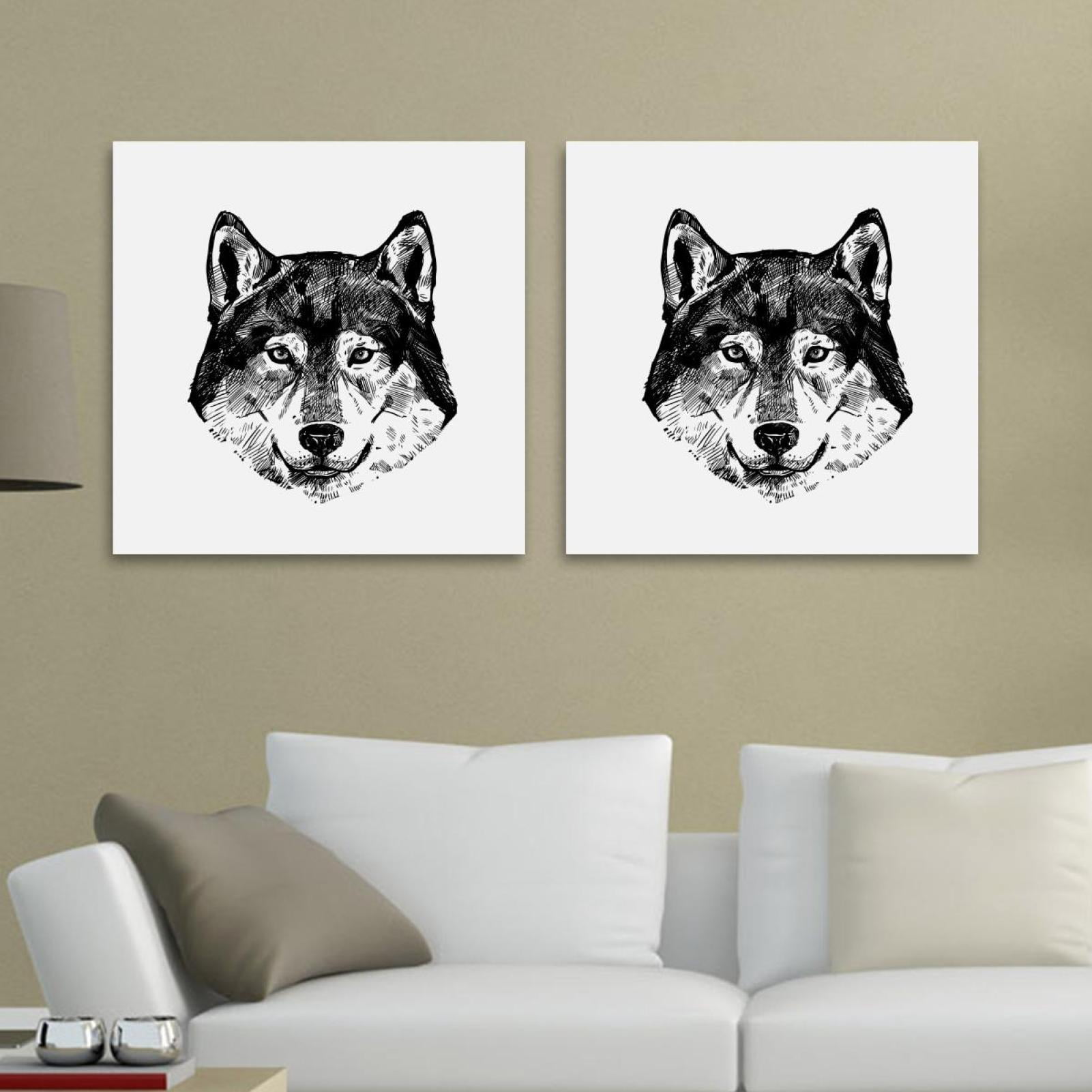 OWNSERIES Wolf Sketch Portrait-01-01 Pattern 2PC Canvas Wall Art ...