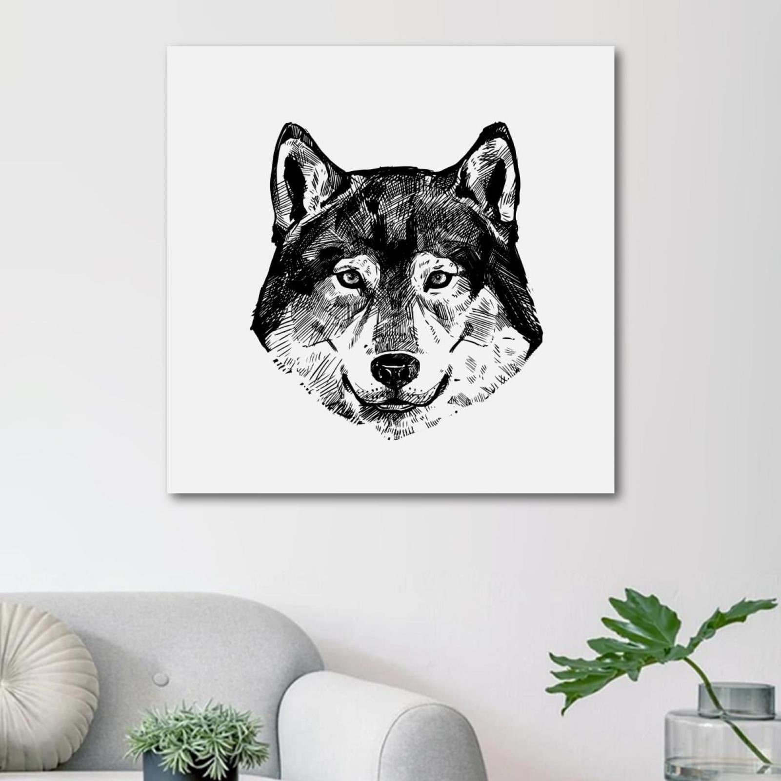 OWNSERIES Wolf Sketch Portrait-01-01 Pattern Canvas Wall Art Paintings ...