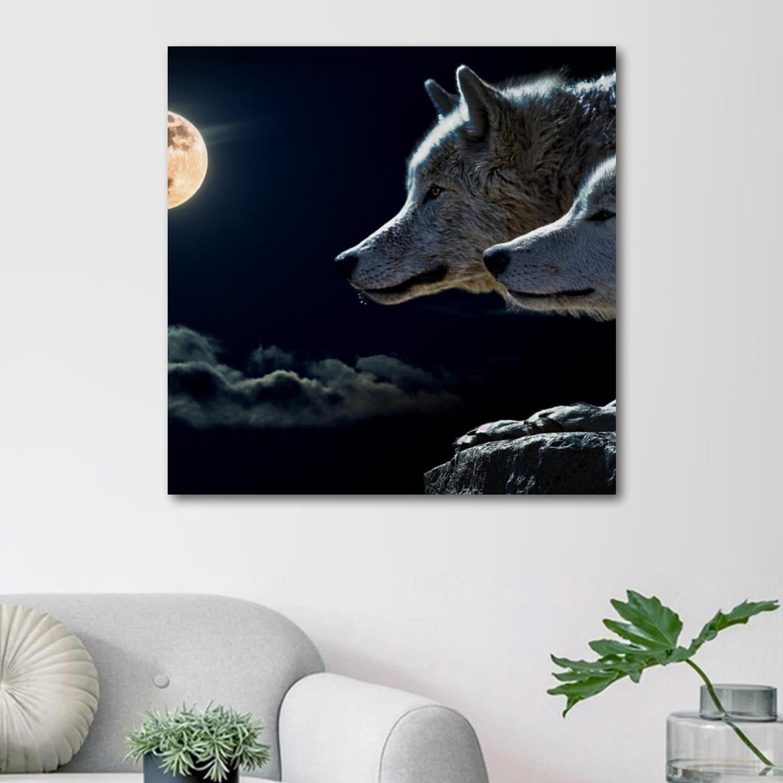 OWNSERIES Wolves Look the Moon Pattern Canvas Wall Art Paintings for ...