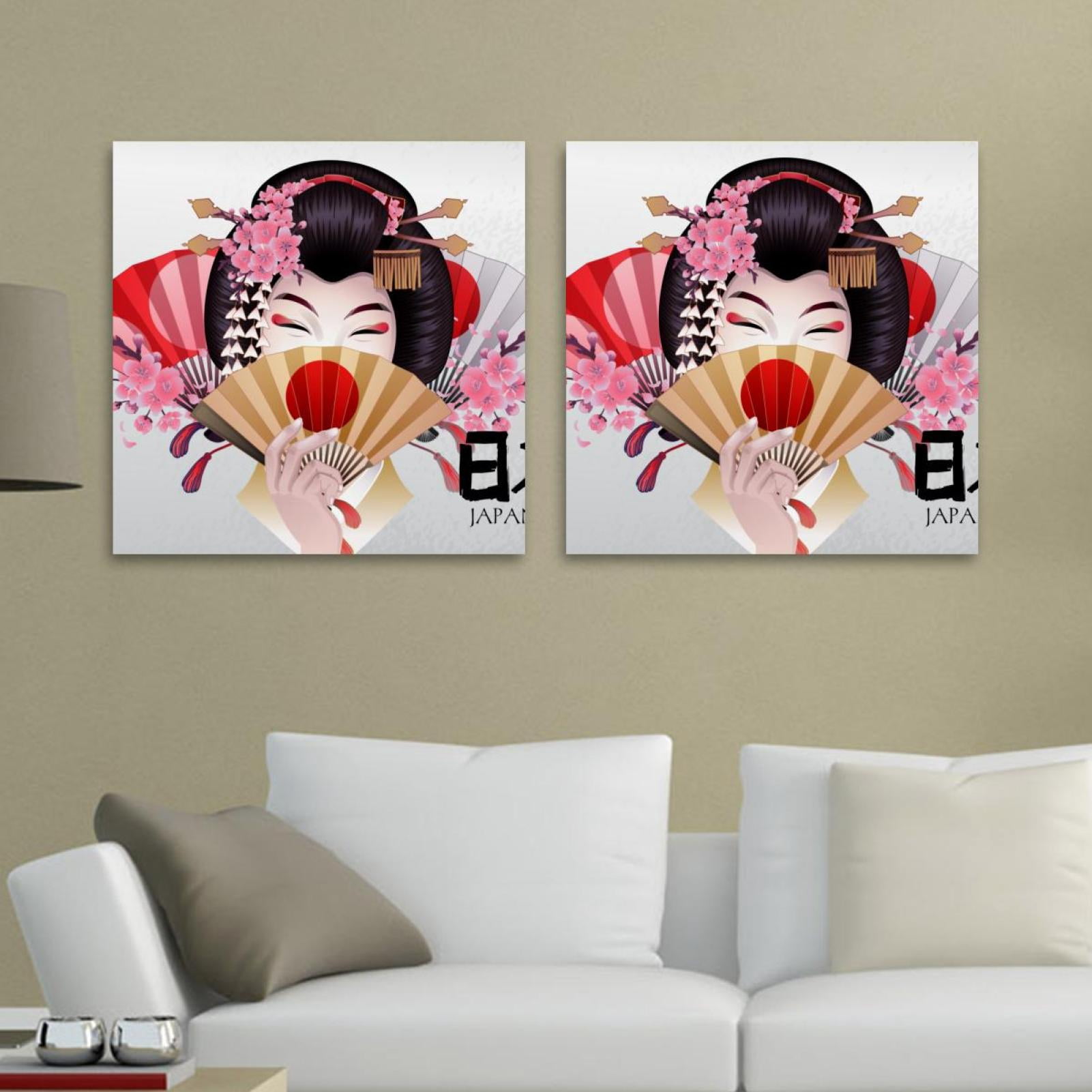 OWNSERIES Woman Japanese Pattern 2PC Canvas Wall Art Paintings for ...