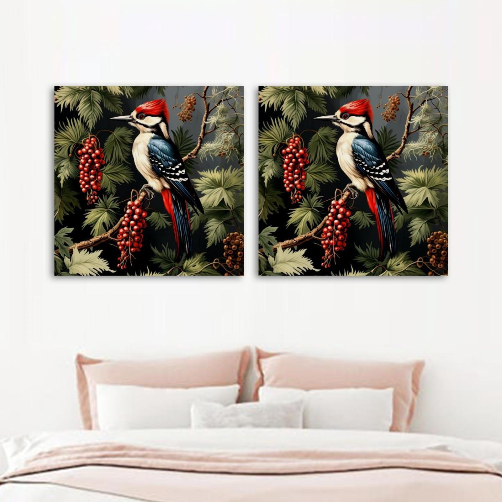 OWNSERIES Woodpecker Pattern 2PC Canvas Wall Art Paintings for Living ...