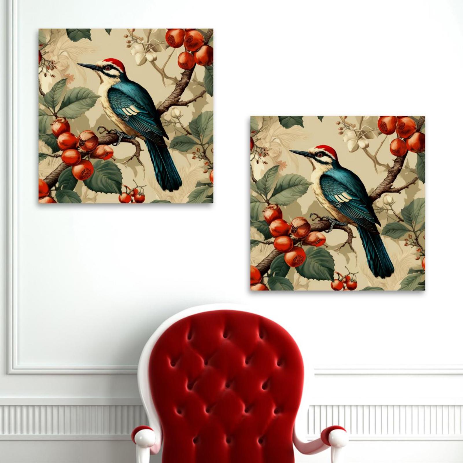 OWNSERIES Woodpecker Pattern 2PC Canvas Wall Art Paintings for Living ...