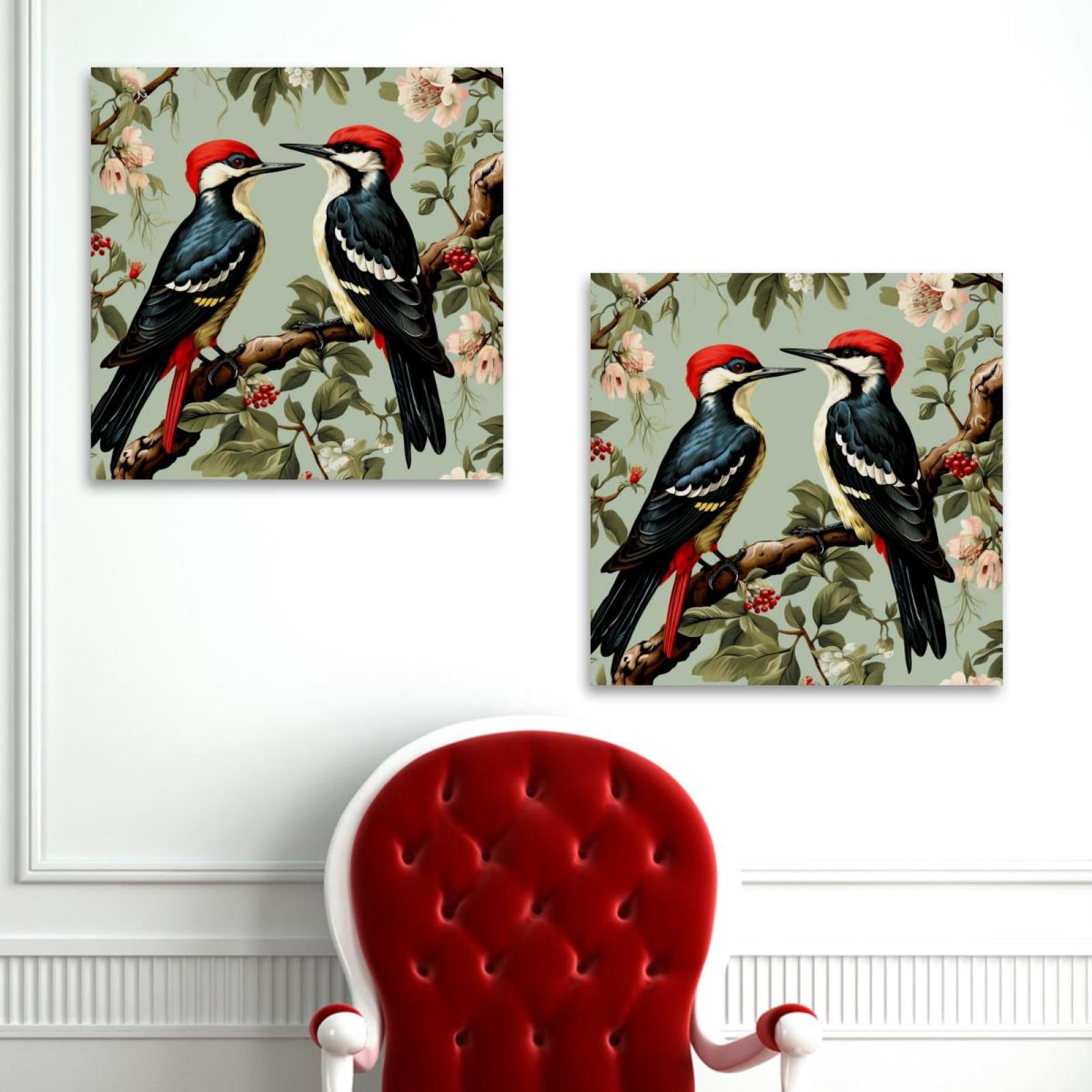 OWNSERIES Woodpecker Pattern 2PC Canvas Wall Art Paintings for Living ...