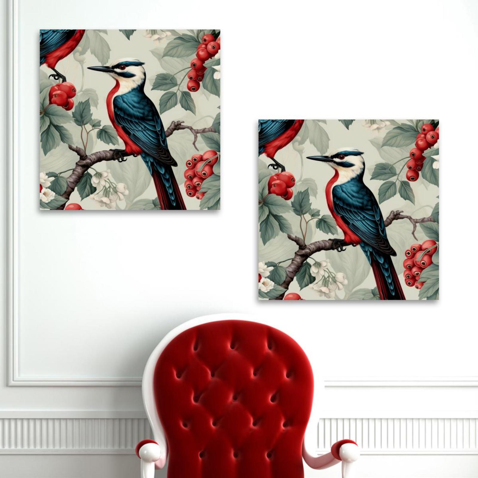 OWNSERIES Woodpecker Pattern 2PC Canvas Wall Art Paintings for Living ...