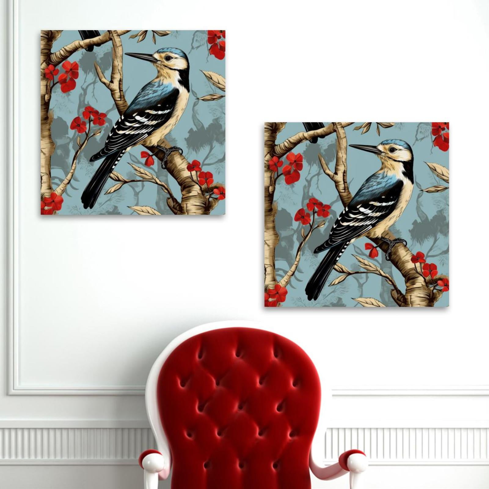 OWNSERIES Woodpecker Pattern 2PC Canvas Wall Art Paintings for Living ...