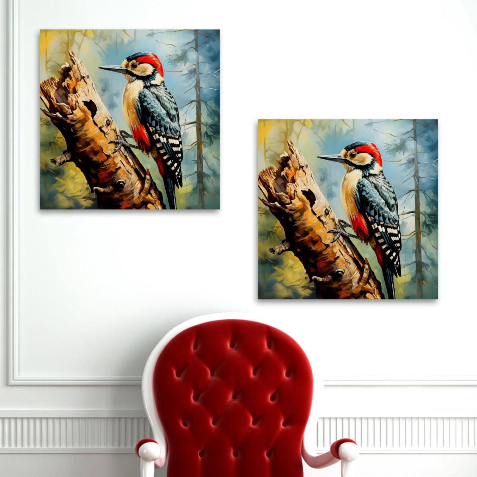 OWNSERIES Woodpecker Pattern 2PC Canvas Wall Art Paintings for Living ...