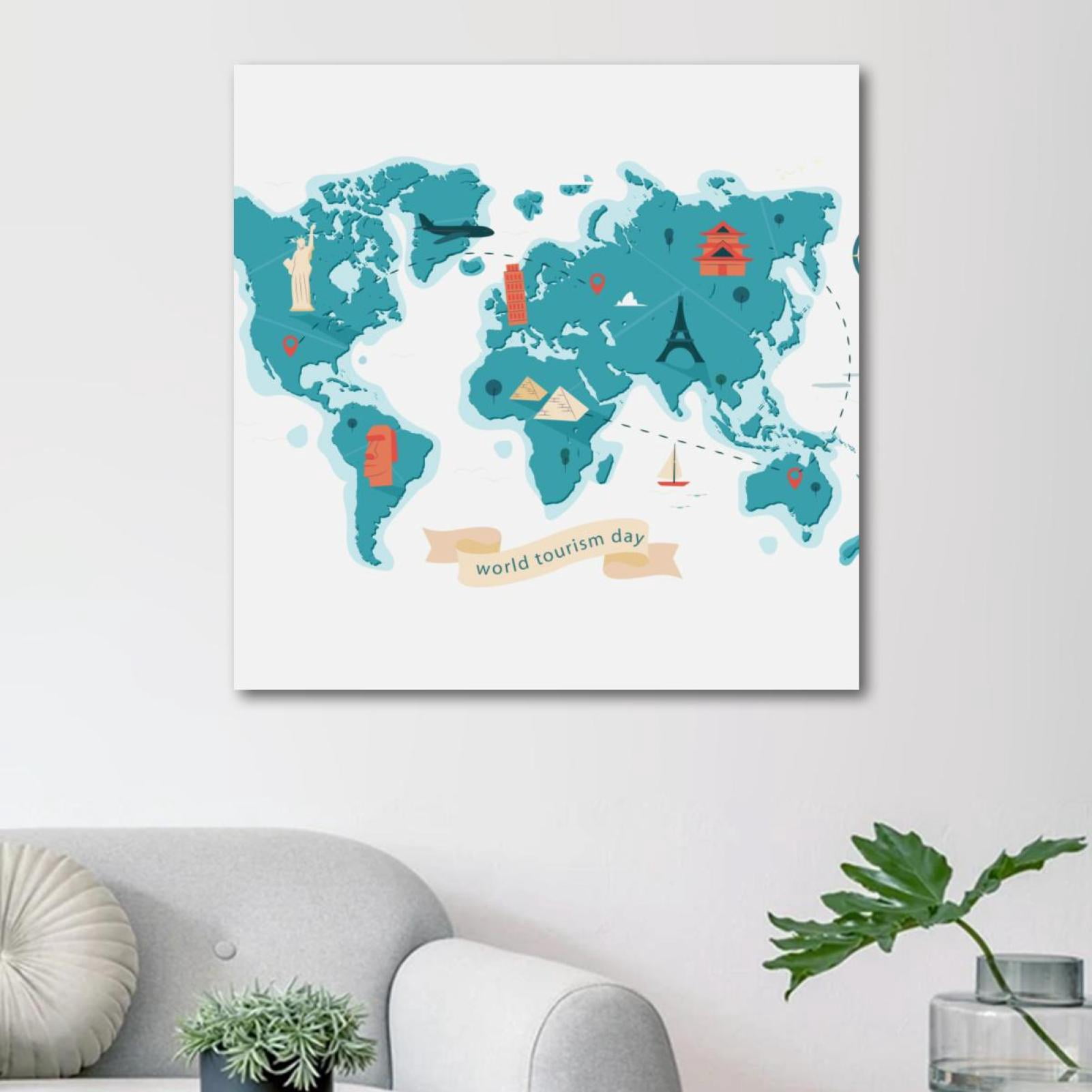 OWNSERIES World Tourism Day Background Pattern Canvas Wall Art ...