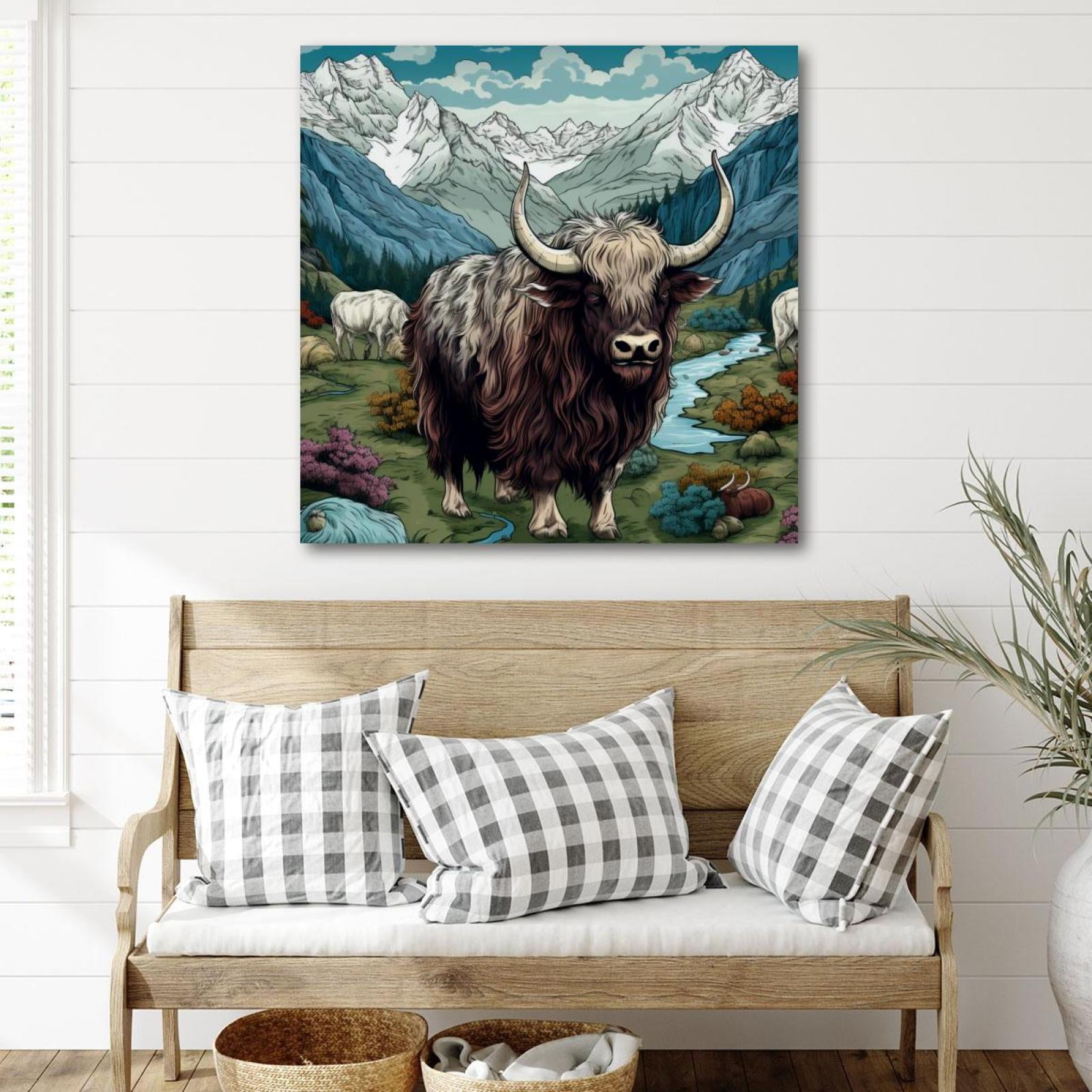 OWNSERIES Yak Pattern Canvas Wall Art Paintings for Living Room Canvas ...