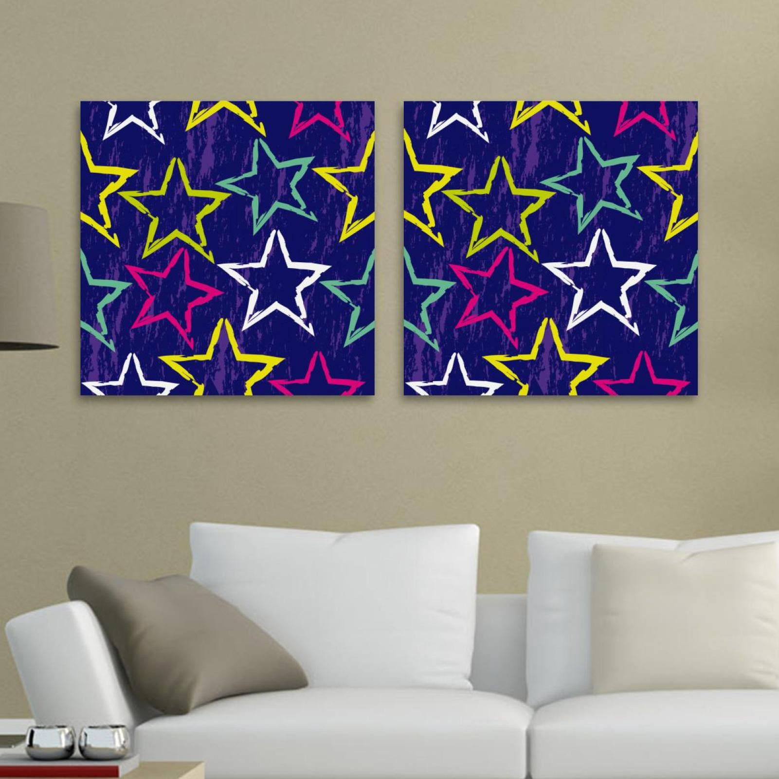 OWNSERIES Yellow White Rosy Star Royal Blue Color Pattern 2PC Canvas ...