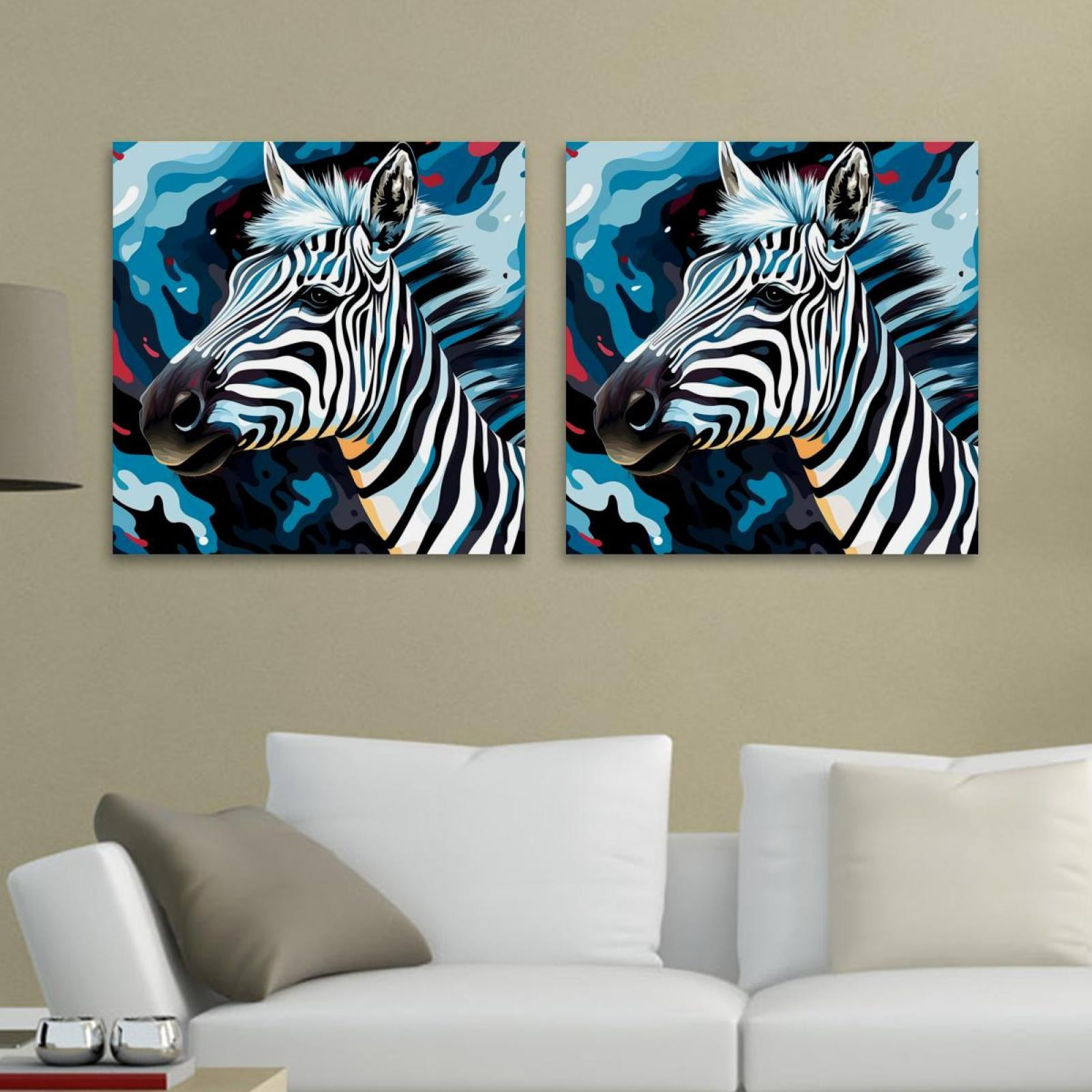 OWNSERIES Zebra Pattern 2PC Canvas Wall Art Paintings for Living Room ...