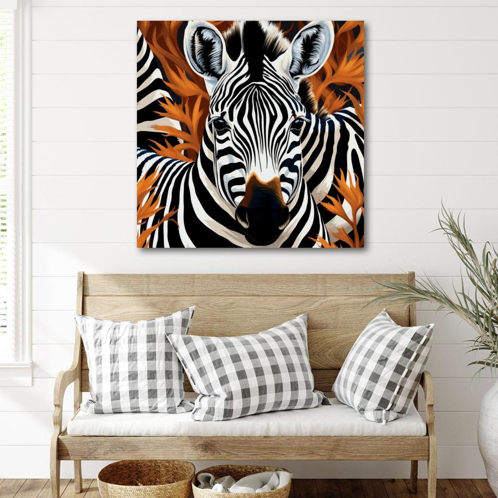 OWNSERIES Zebra Pattern Canvas Wall Art Paintings for Living Room ...