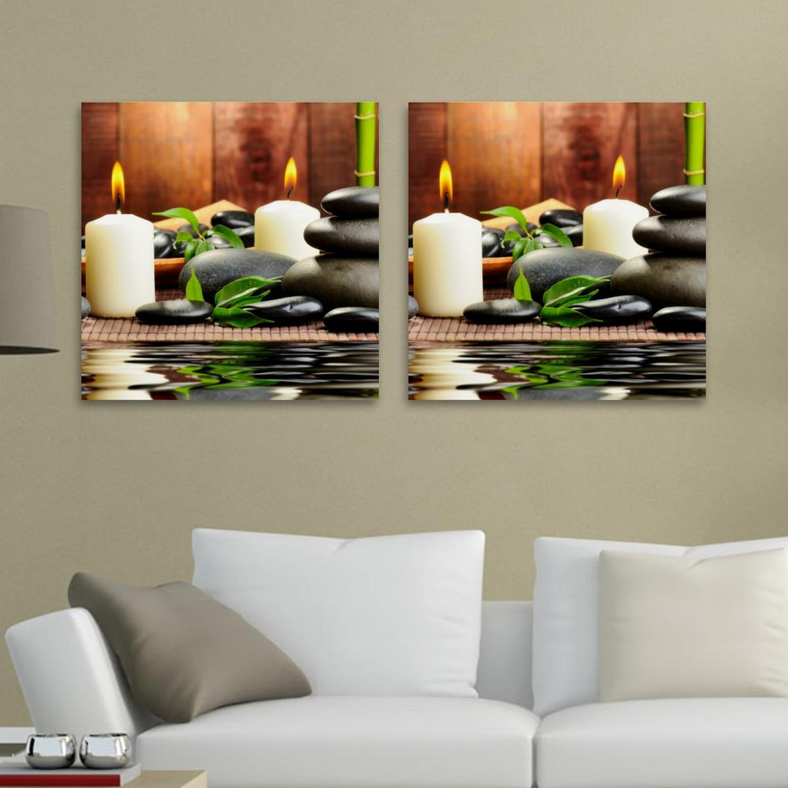 OWNSERIES Zen Ston Candle Pattern 2PC Canvas Wall Art Paintings for ...