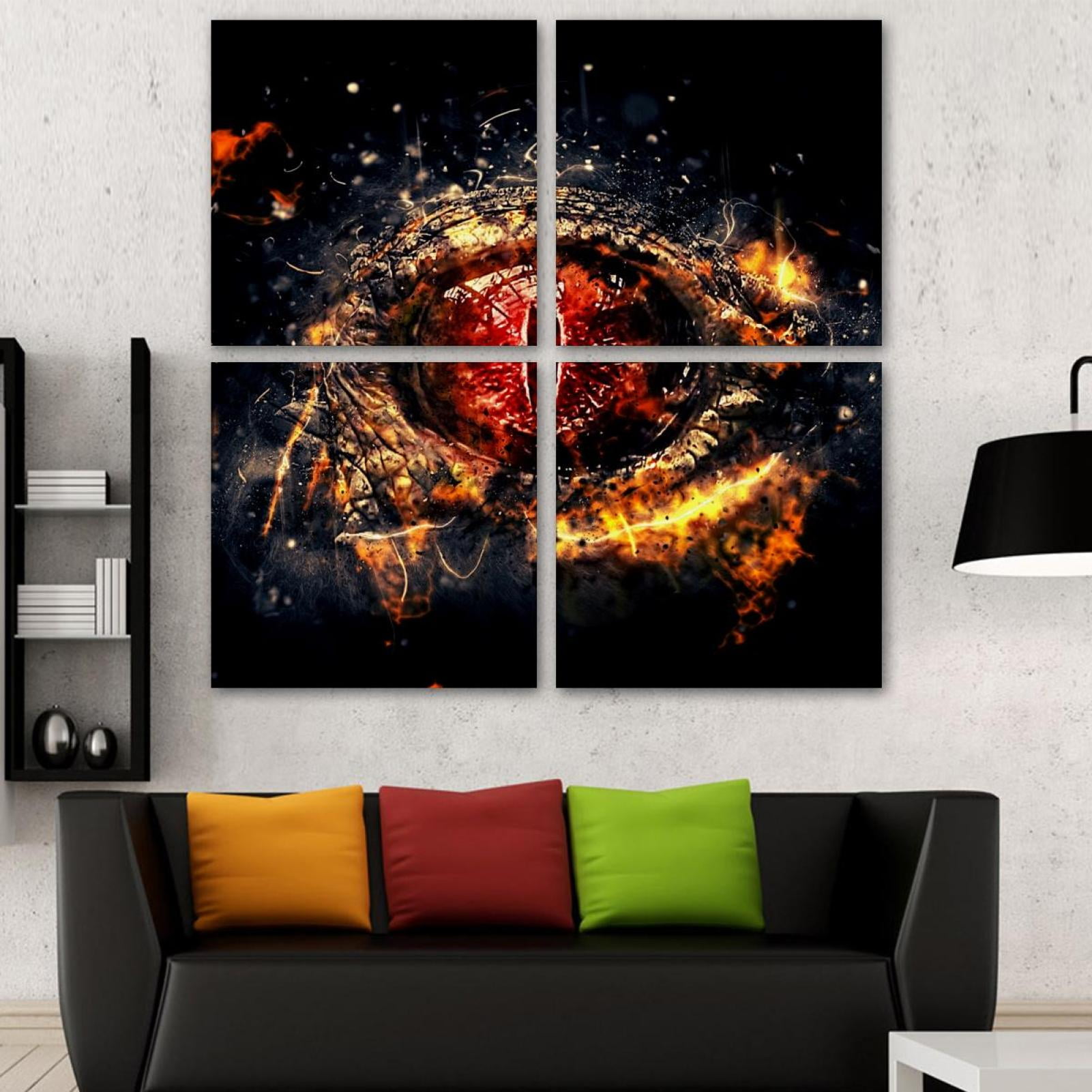 OWNSERIES Zombie Eye Pattern 4PC Frameless Canvas Wall Art Paintings ...