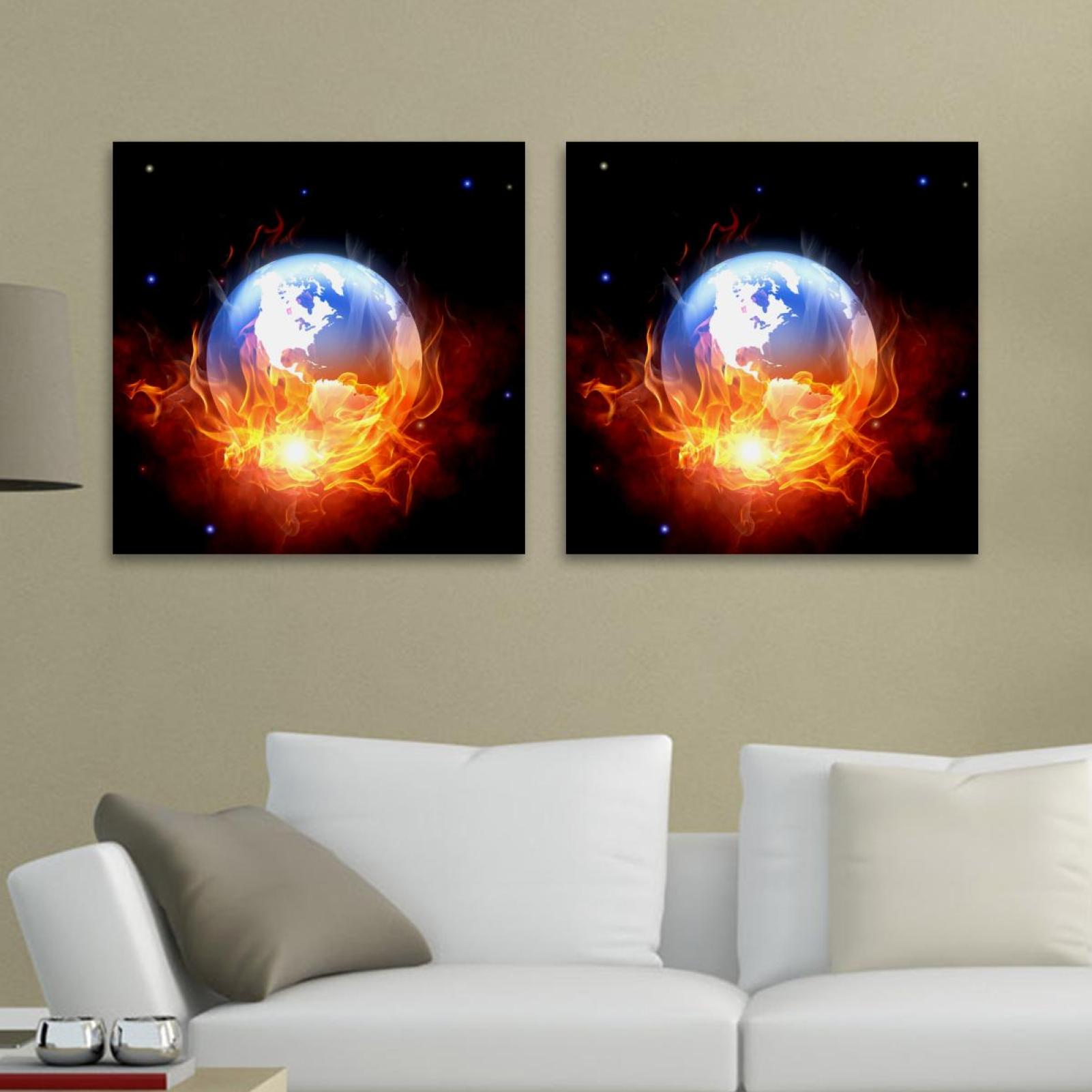 OWNSERIES the Burning Earth Fire Pattern 2PC Canvas Wall Art Paintings ...