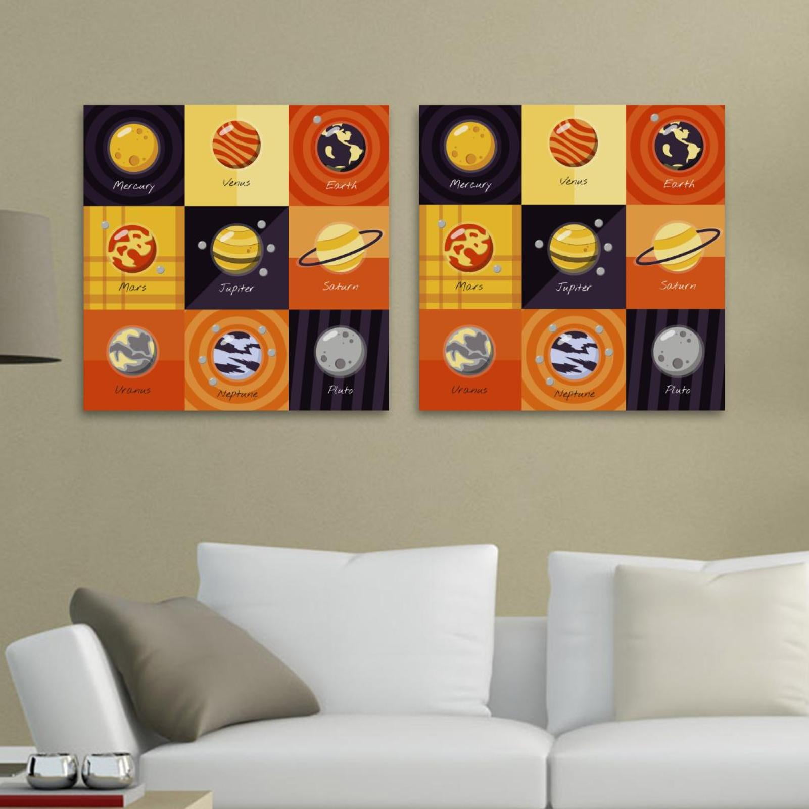 OWNSERIES the Solar System Planets Pattern 2PC Canvas Wall Art ...
