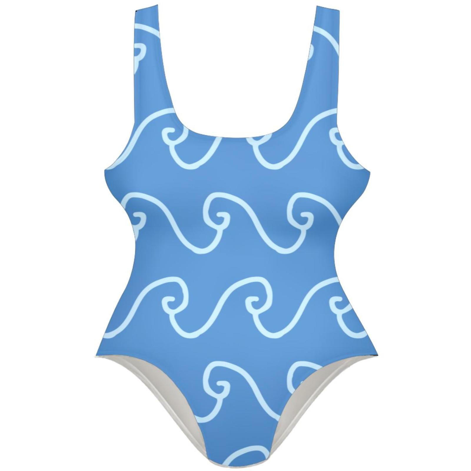 Ownsummer Blue Wave Pattern Stylish One Piece Swimsuit For Women 80