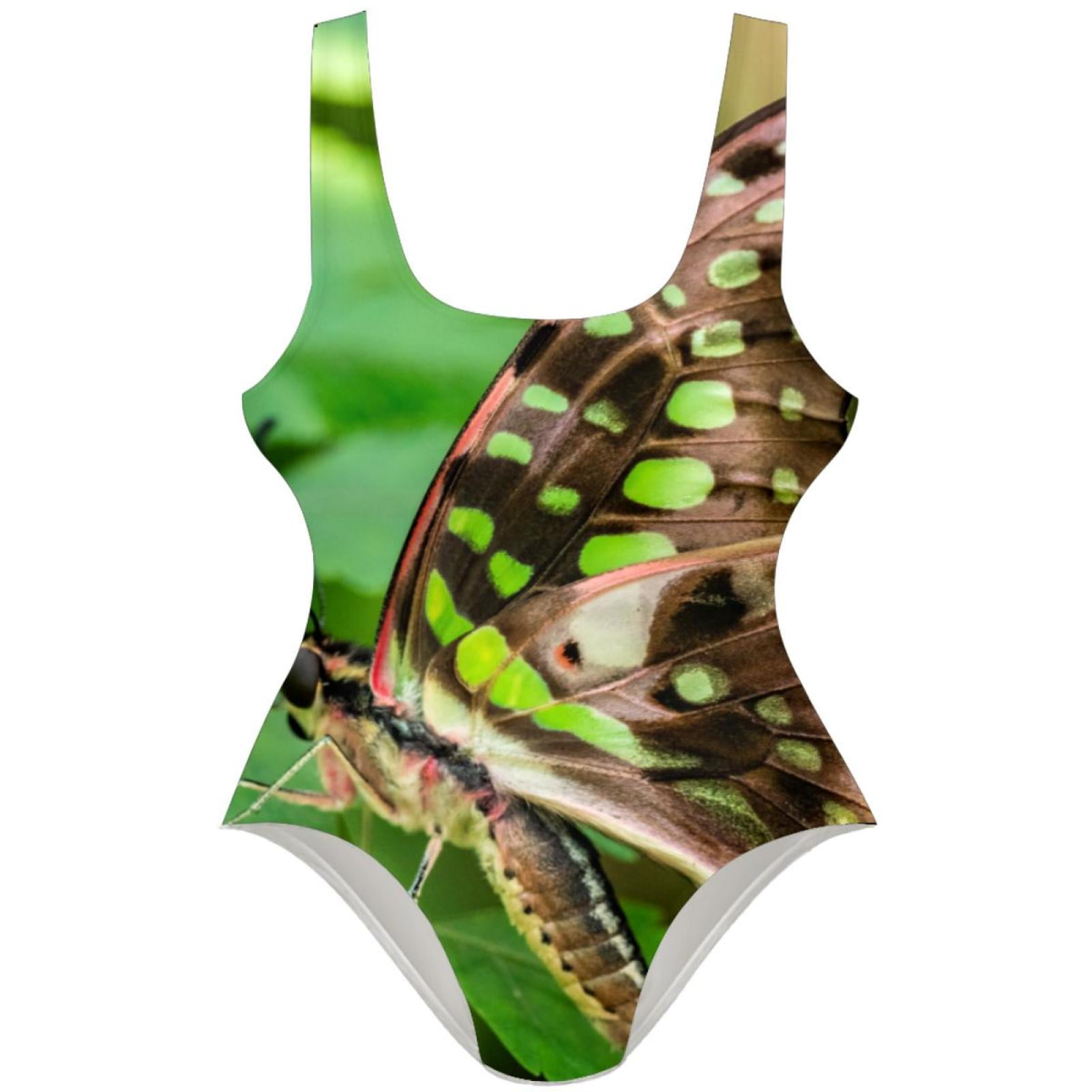 Ownsummer Butterfly On Leaves Pattern Stylish One Piece Swimsuit For