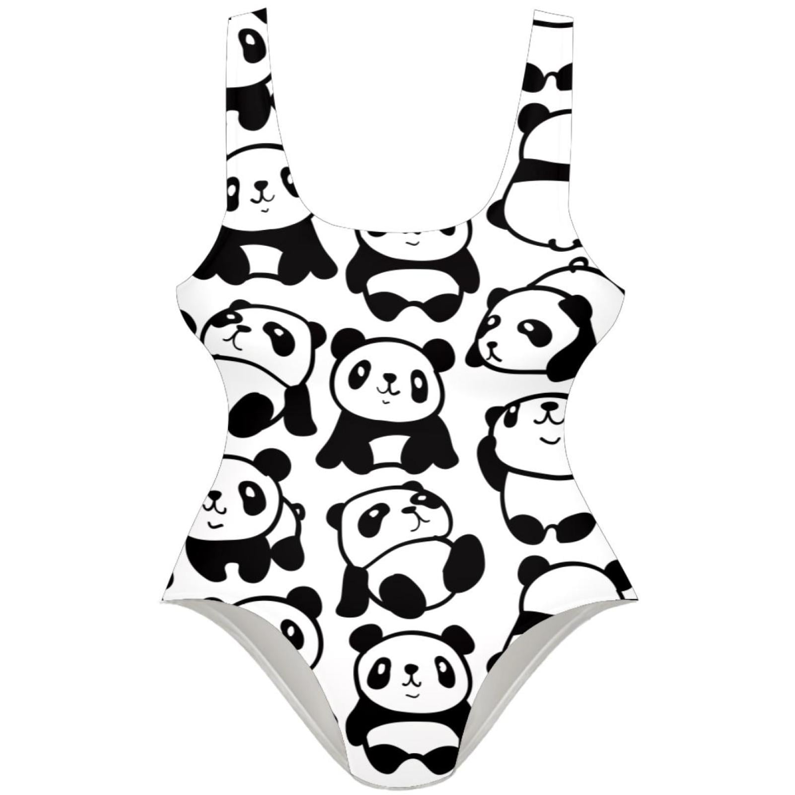 OWNSUMMER Chinese Panda Pattern Playing Black White Pattern Stylish One ...