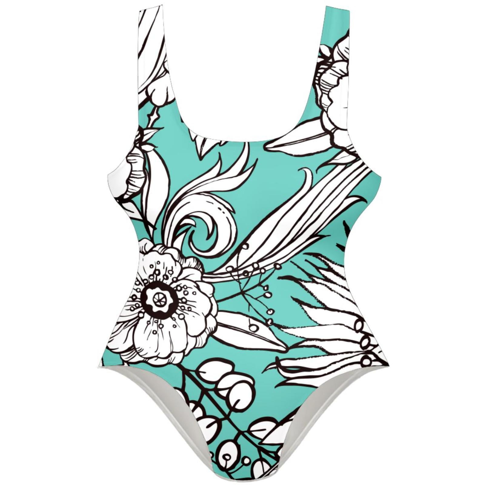 Ownsummer Floral Flower Pattern Stylish One Piece Swimsuit For Women