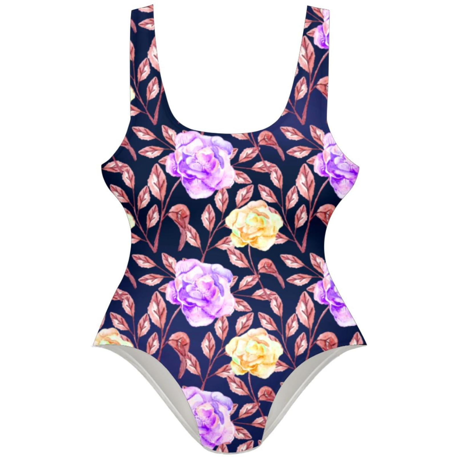 Ownsummer Flowers Floral Pattern Stylish One Piece Swimsuit For Women