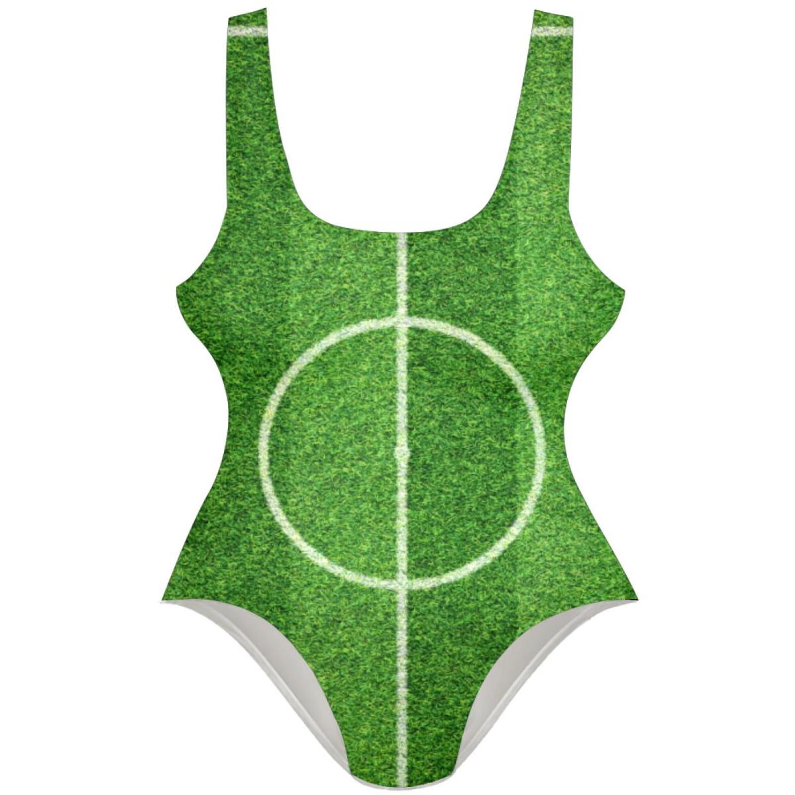 OWNSUMMER Football Field Green Pattern Stylish One-Piece Swimsuit for ...