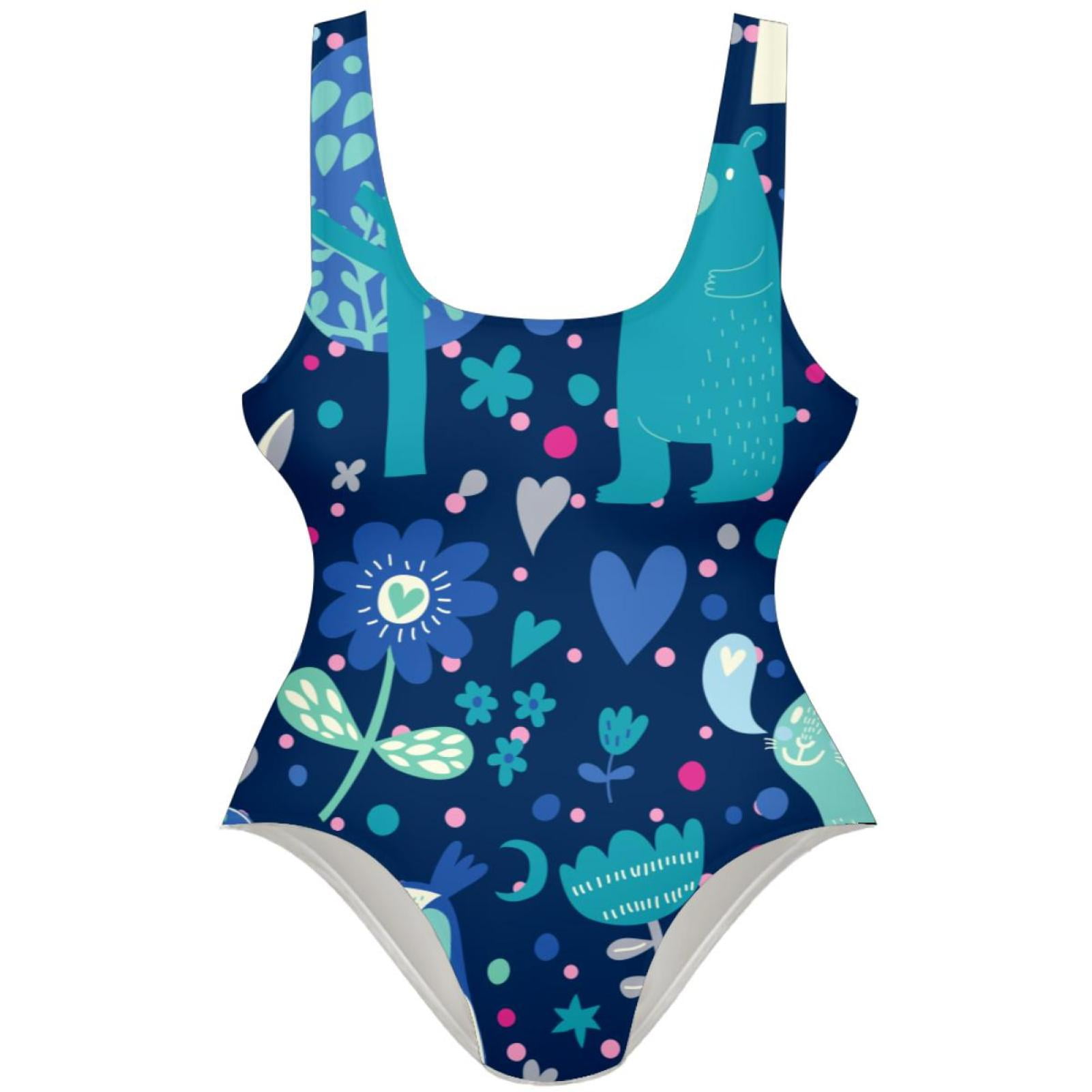 Ownsummer Fox Flower Owl Pattern Stylish One Piece Swimsuit For Women