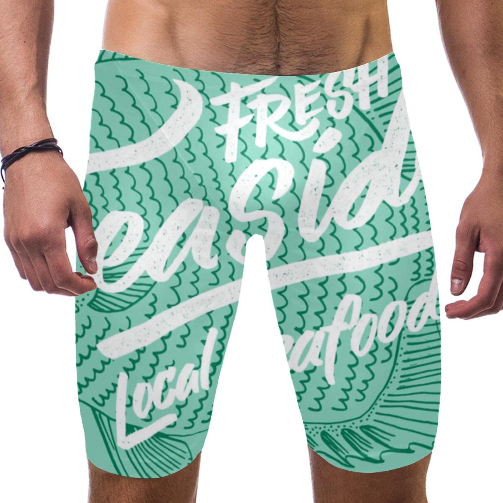 OWNSUMMER Fresh Local Seafood Fish Design Pattern Mens Polyester Board ...