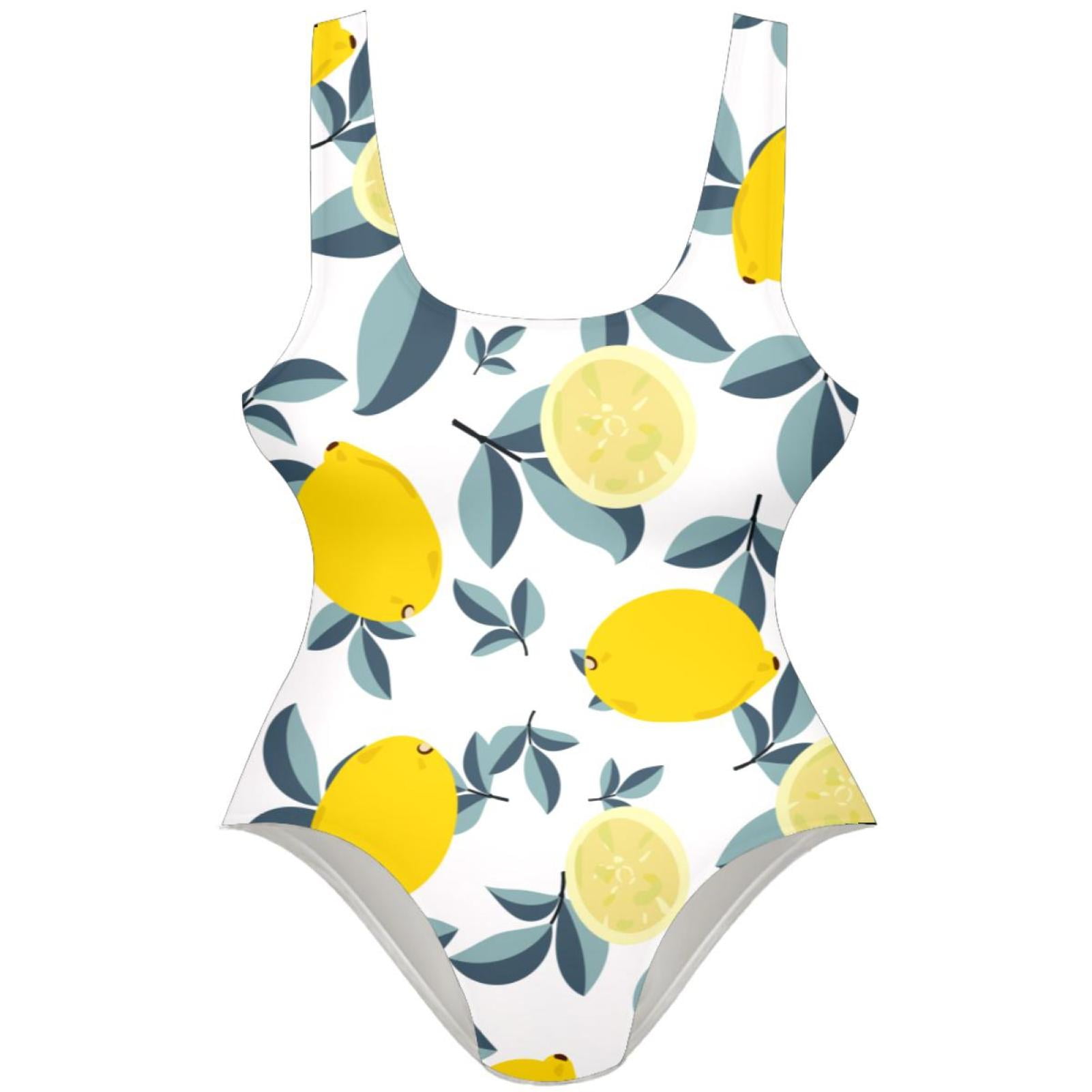 Ownsummer Fruit Lemon Leaves Pattern Stylish One Piece Swimsuit For