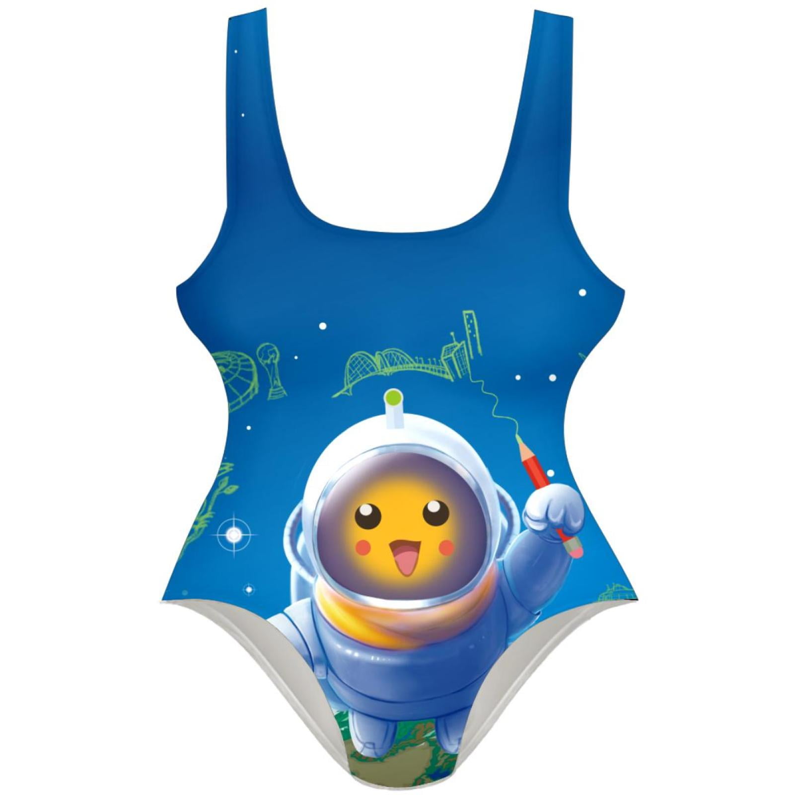 OWNSUMMER Funny Cartoon Earth Pattern Stylish One-Piece Swimsuit for ...