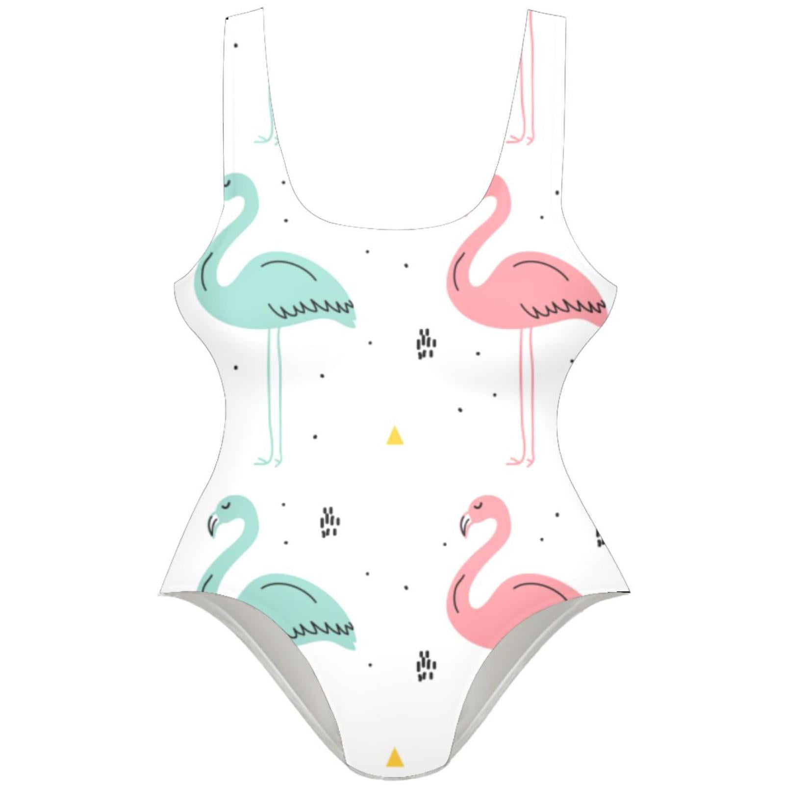 Ownsummer Hand Drawn Flamingo Pattern Stylish One Piece Swimsuit For
