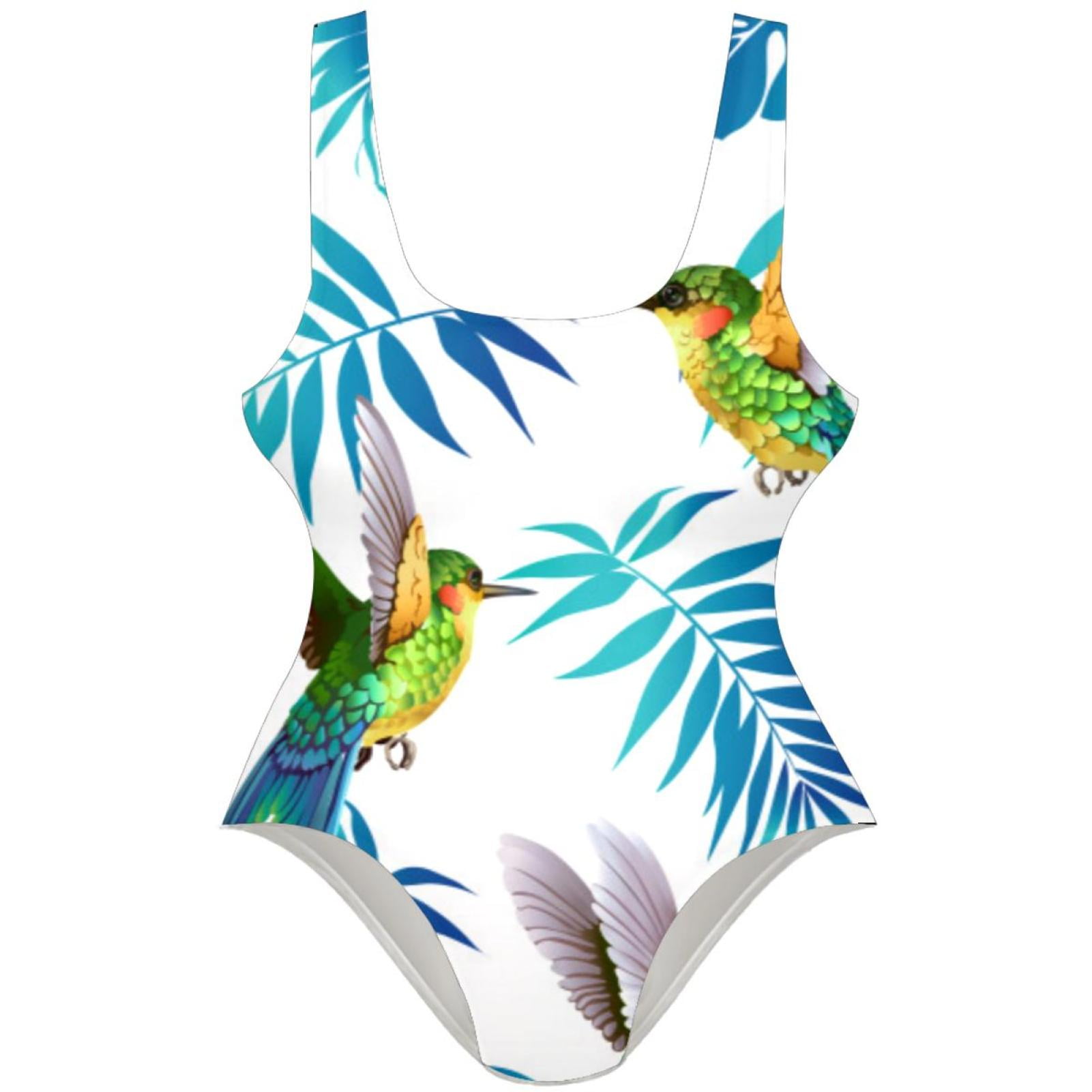 Ownsummer Hummingbird Tropical Flowers Pattern Stylish One Piece