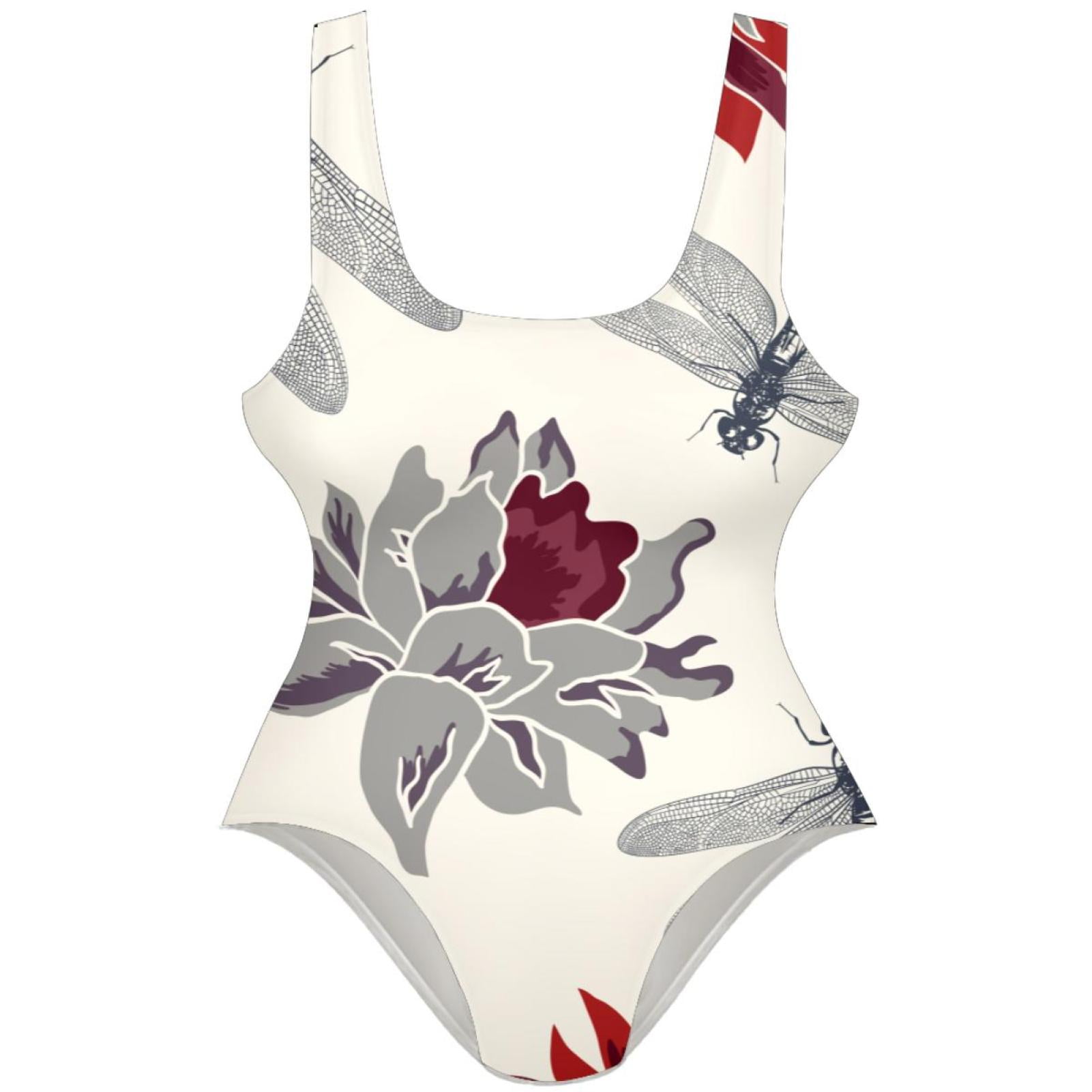 Ownsummer Lotus And Dragonfly Pattern Stylish One Piece Swimsuit For