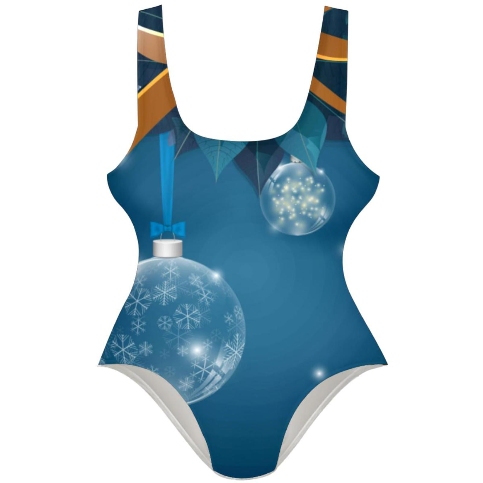 Ownsummer Merry Christmasd Blue Pattern Stylish One Piece Swimsuit For