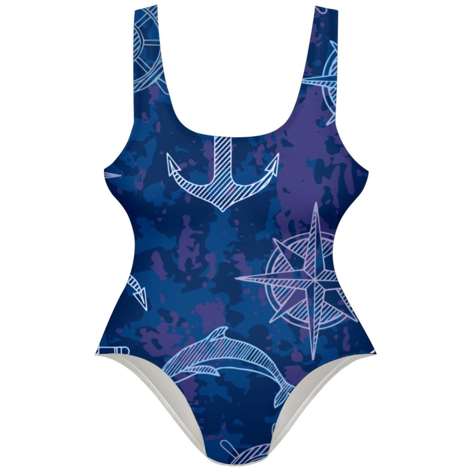 Ownsummer Nautical Blue Pattern Stylish One Piece Swimsuit For Women