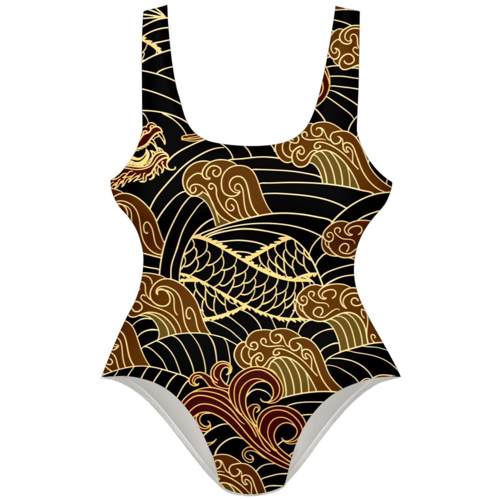Ownsummer Oriental Dragon In Wave Pattern Stylish One Piece Swimsuit