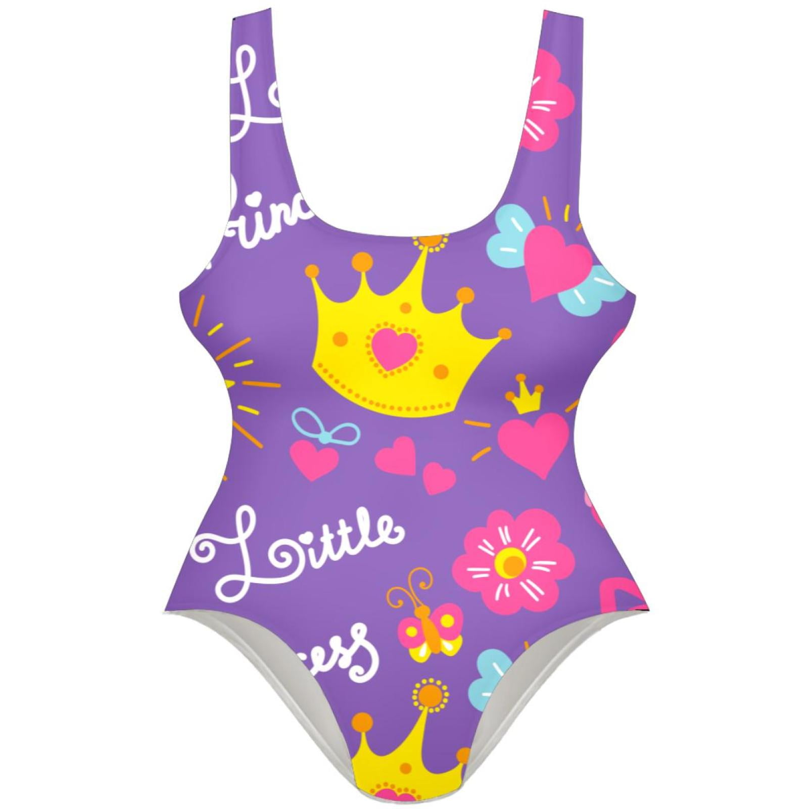 Ownsummer Princess Crown Floral Pattern Stylish One Piece Swimsuit For