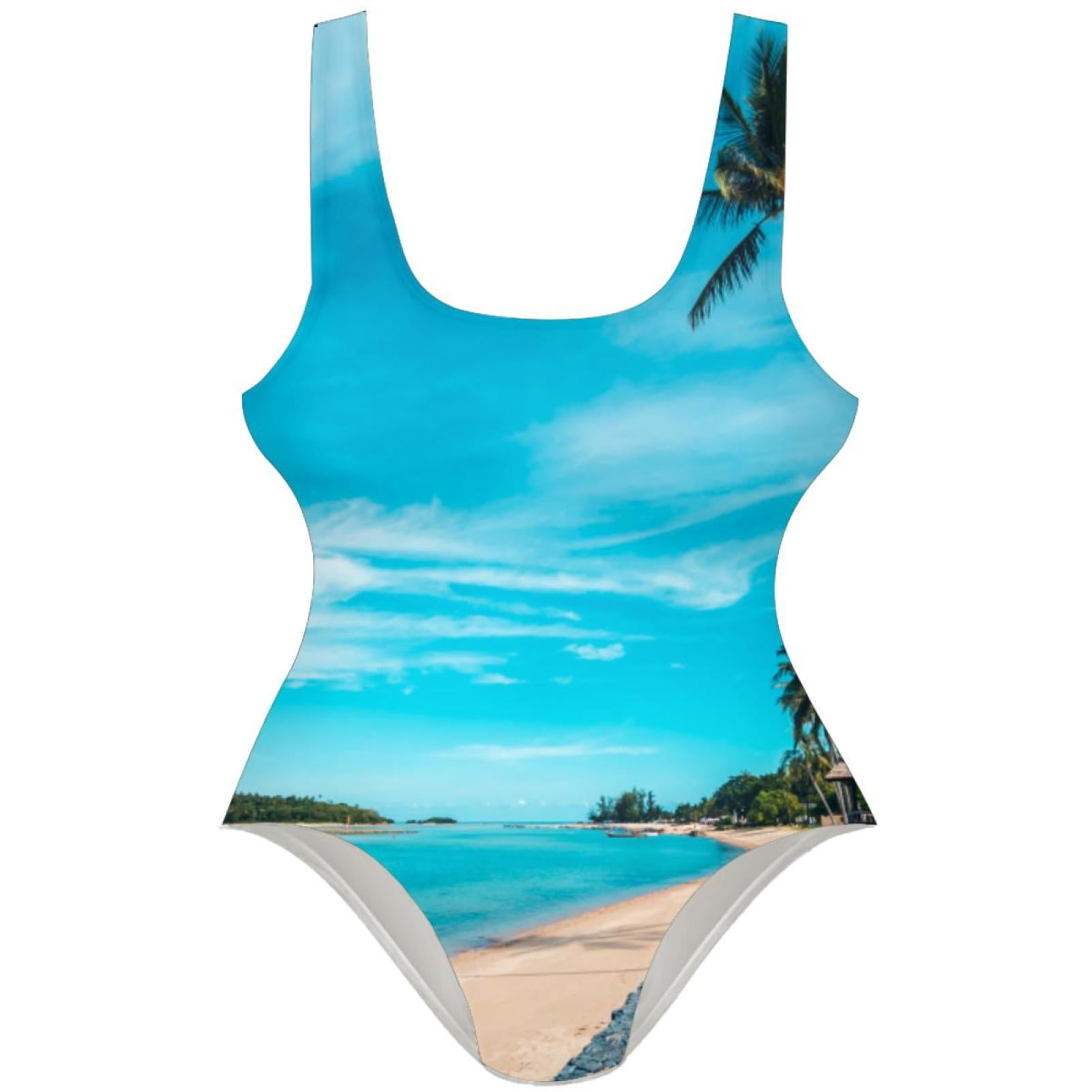 Ownsummer Sea Beach Blue Sky Pattern Stylish One Piece Swimsuit For