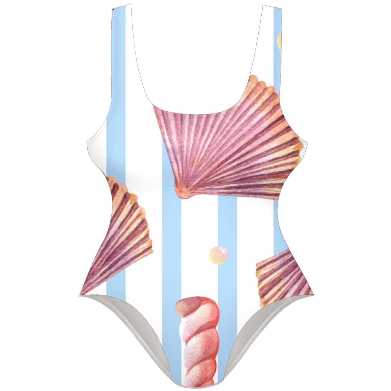 Ownsummer Sea Shell Marine Life Pattern Stylish One Piece Swimsuit For