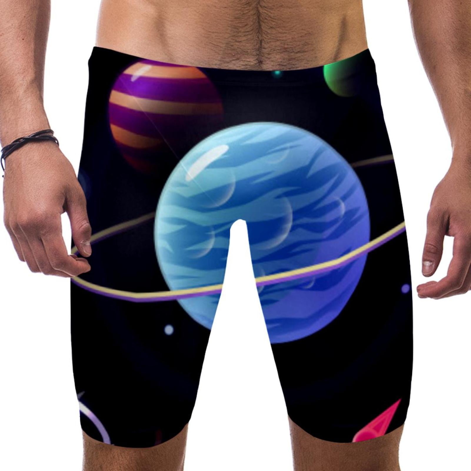OWNSUMMER Space Background Glossy Planets Pattern Mens Polyester Board ...