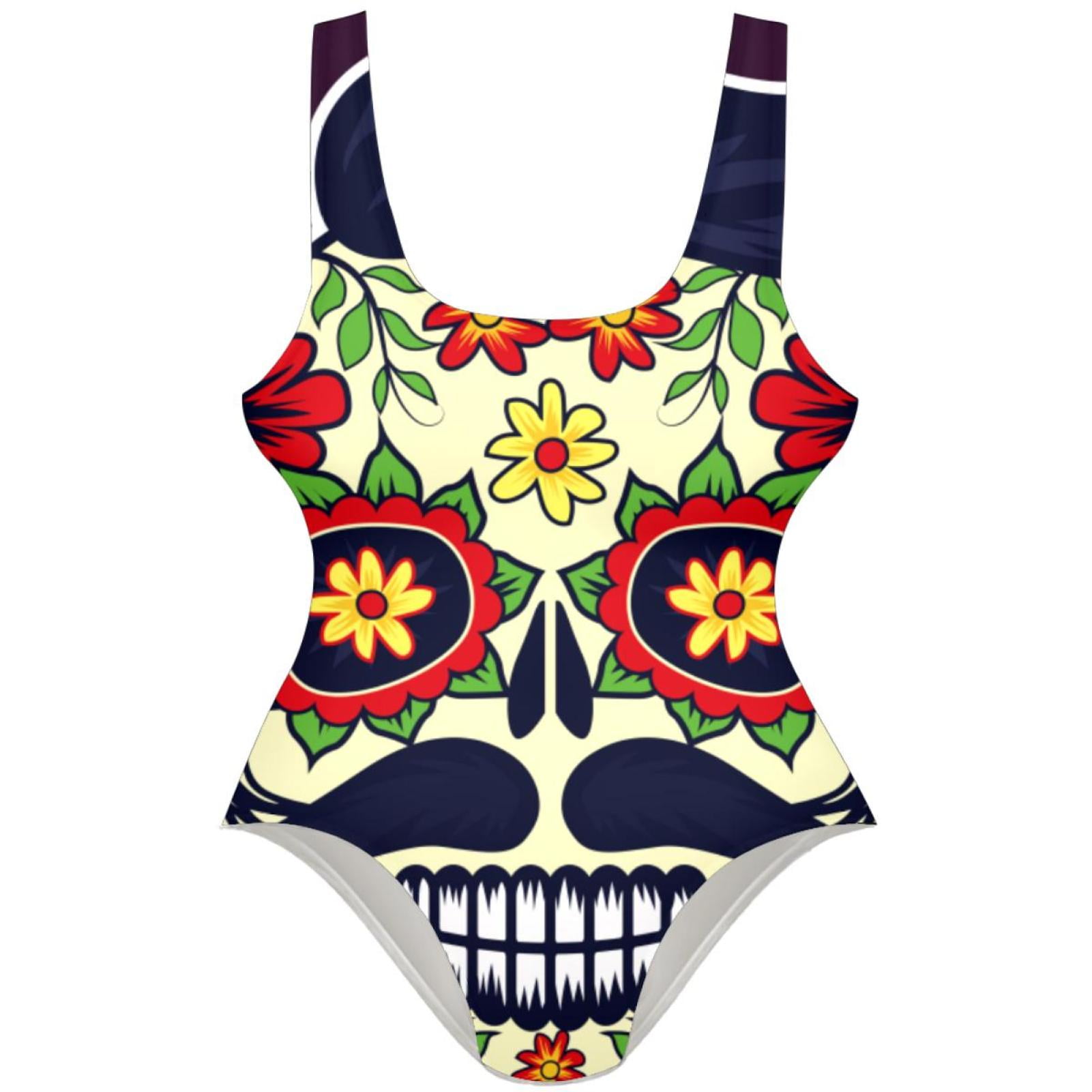OWNSUMMER Sugar Skull Day of the Dead Pattern Stylish One-Piece ...